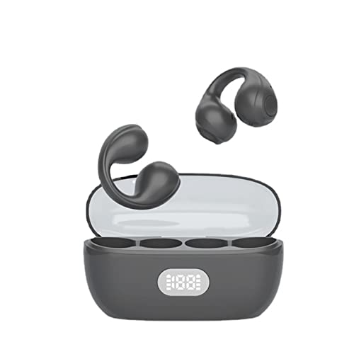 Mudtun Wireless Ear Clip Bone Conduction Headphones Open Ear Earbuds Bluetooth for Windows Android iPhone, Clip On Sport Earbuds Waterproof Outer Headphones for Running Cycling Workout Black