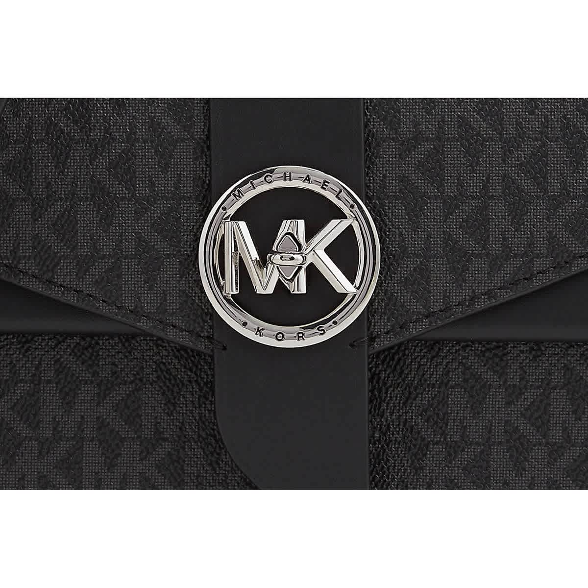 Michael Kors Ladies Greenwich Small Logo And Leather Crossbody Bag - Black