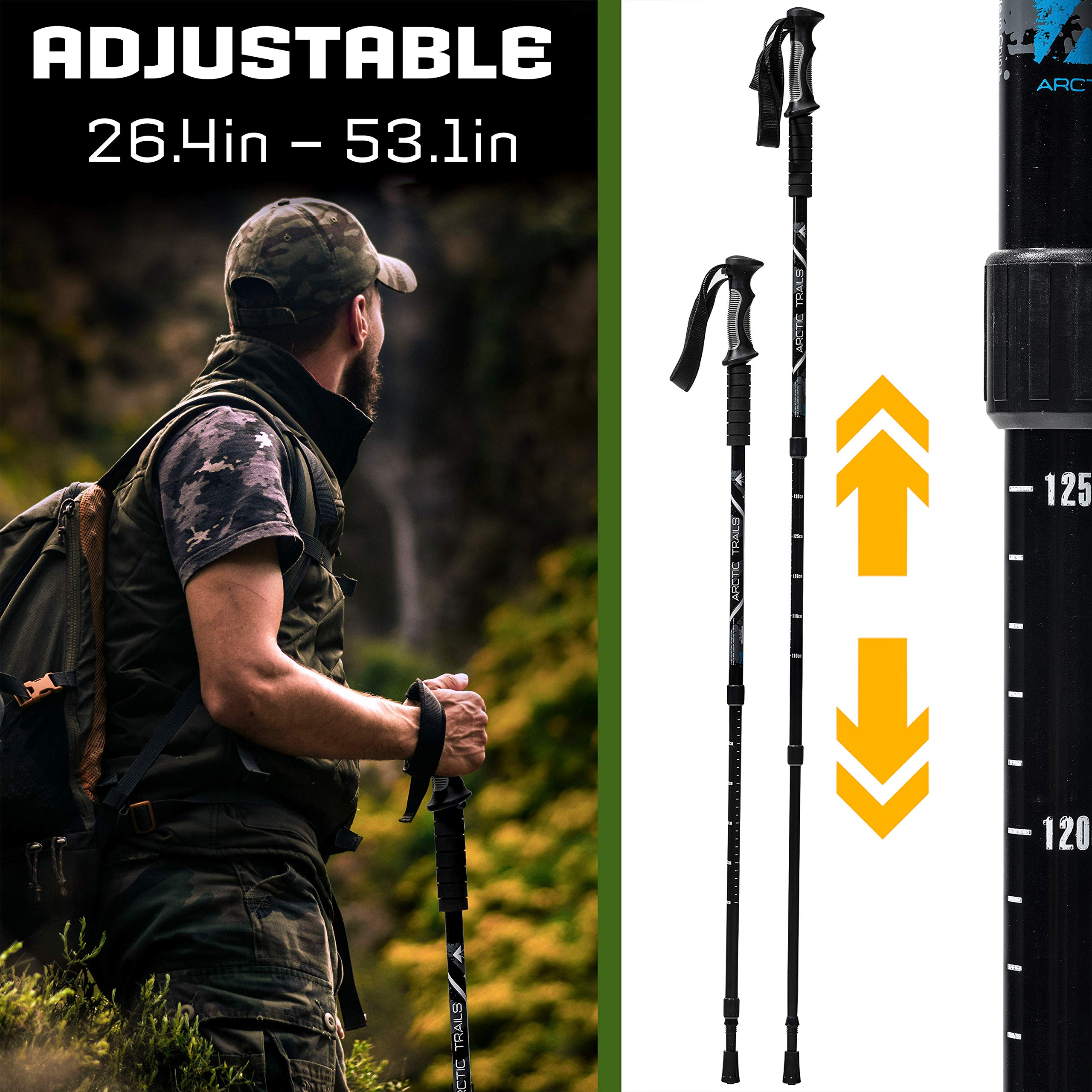 Franklin Sports Arctic Trails Hiking Poles - Lightweight - Anti Shock Technology - Great for All Skill Levels
