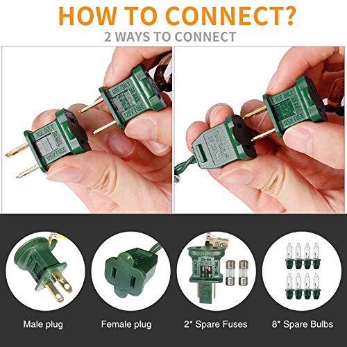 Flagicon Outdoor Indoor Lights, 200 Counts 72FT Waterproof Green Wire Warm White Connectable Decorative Lights for Holiday Tree Patio Garden Party Wedding, UL Certified