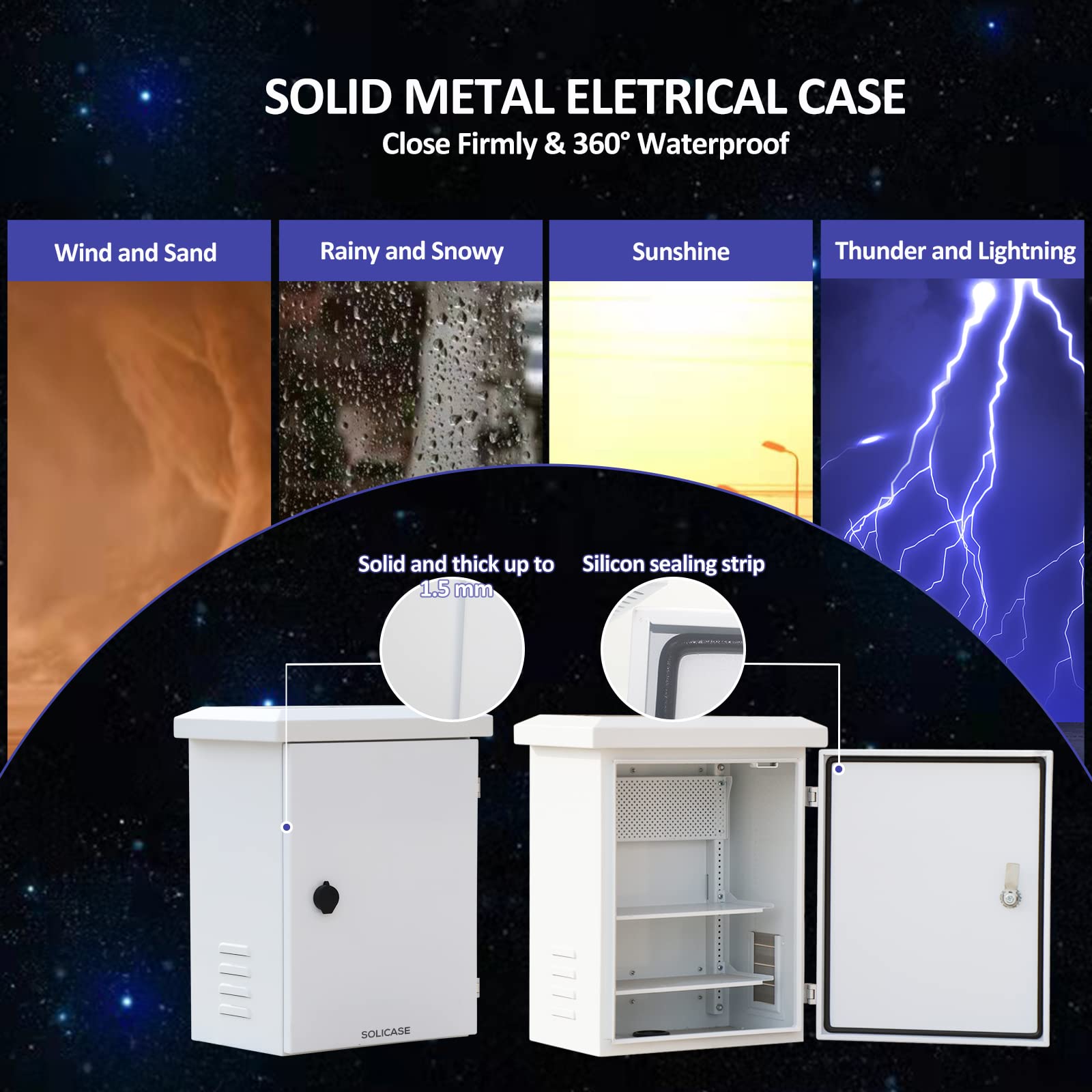 Electrical Enclosure Box Metal Galvanized Plate Enclosure IP Weatherproof Electrical Enclosure NEMA Electronic Equipment Enclosure Box with Internal Mounting Shelves (20x16x8β)