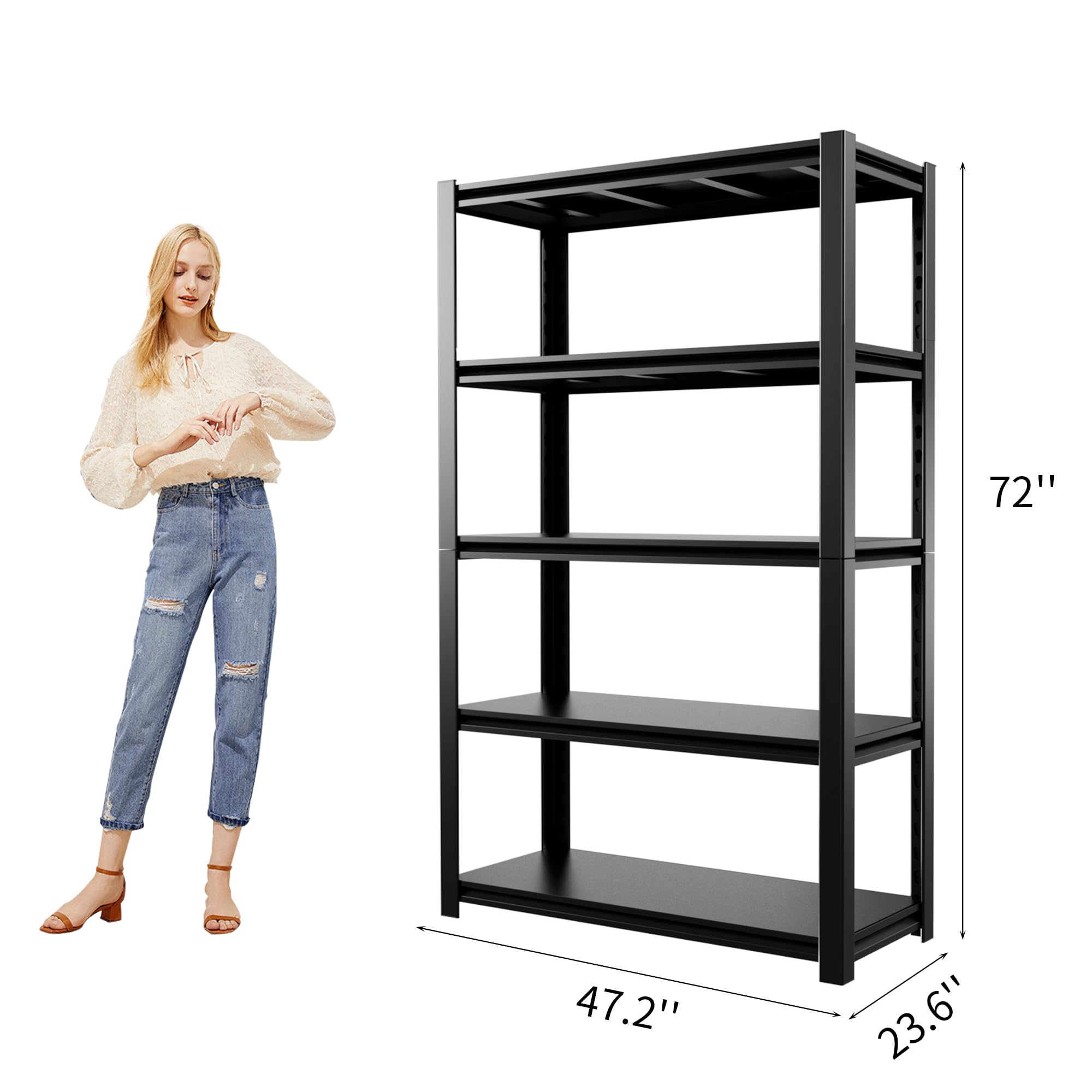 OLLRRACT 5 Tier Garage Shelving 2200LBS Heavy Duty Garage Storage Shelves Adjustable Metal Shelving Unit for Garage Storage Rack Industrial Utility Shelf 24" D X 48" W X 72" H