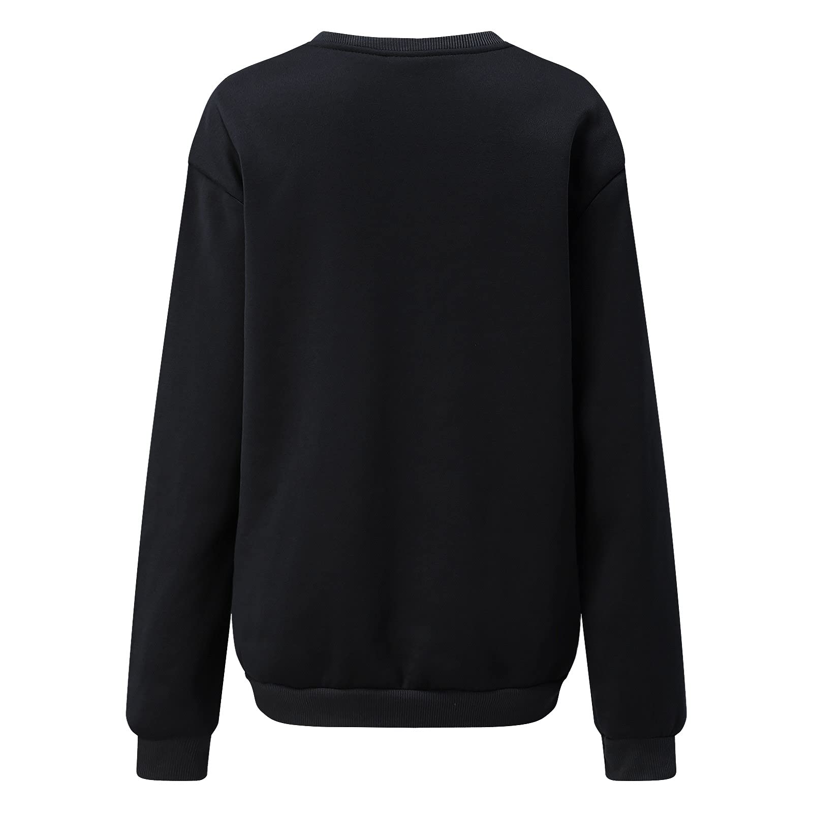 Front Botton Blouses Women Womens Sweatshirt Trendy Graphic Printed Long Sleeve Sweatshirts Crew Neck Winter Pullovers Cute Tees(Black-1,Large)