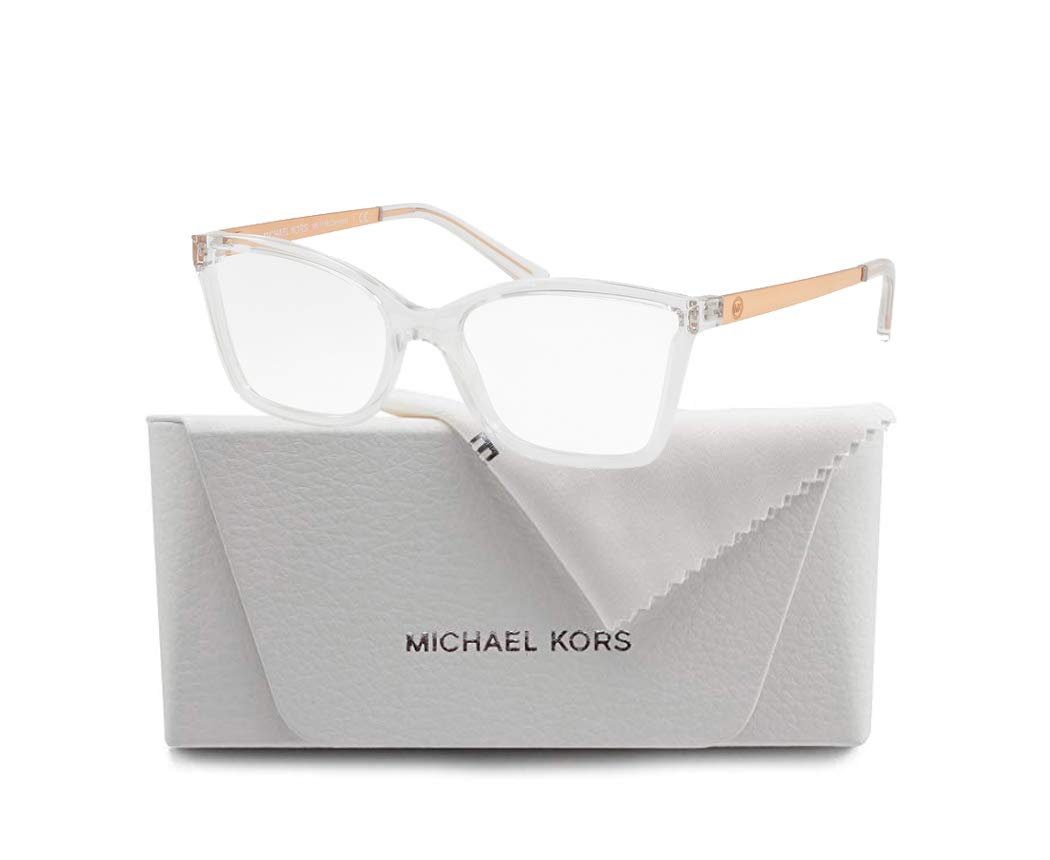 Michael Kors MK4058 CARACAS 3050 54M Crystal Clear Injected Rectangular Eyeglasses For Women+ BUNDLE With Designer iWear Eyewear Kit