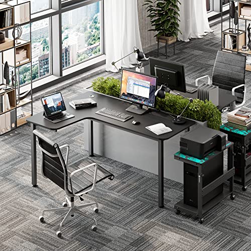 EUREKA ERGONOMIC 60 Inch Black Corner L Shaped Computer Desk, Home Office Gaming Study Work Writing Table Long Large Sturdy Workstation Simple Modern with Metal Legs, Left Side