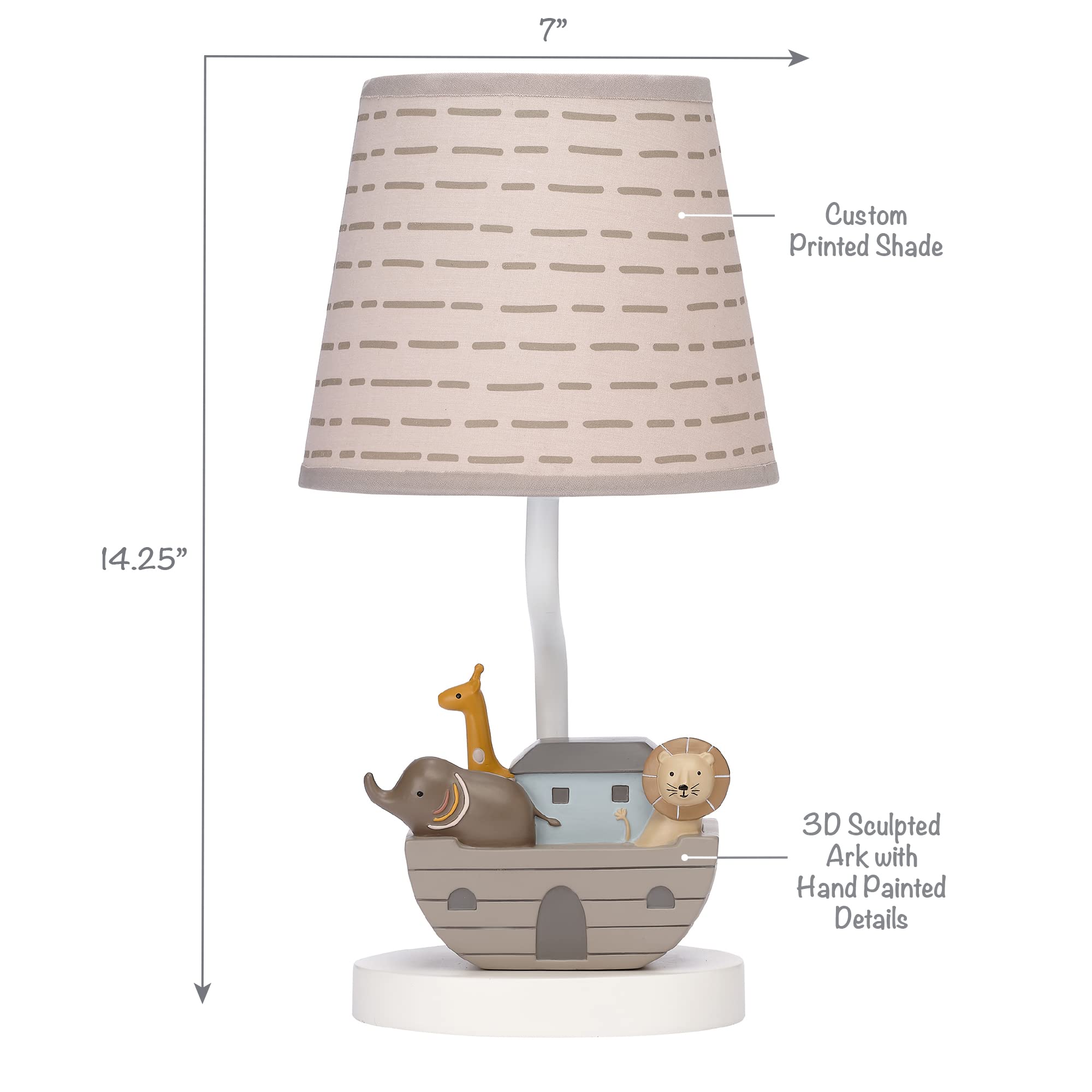 Lambs & Ivy Baby Noah Ark/Lion/Giraffe/Elephant Nursery Lamp with Shade & Bulb