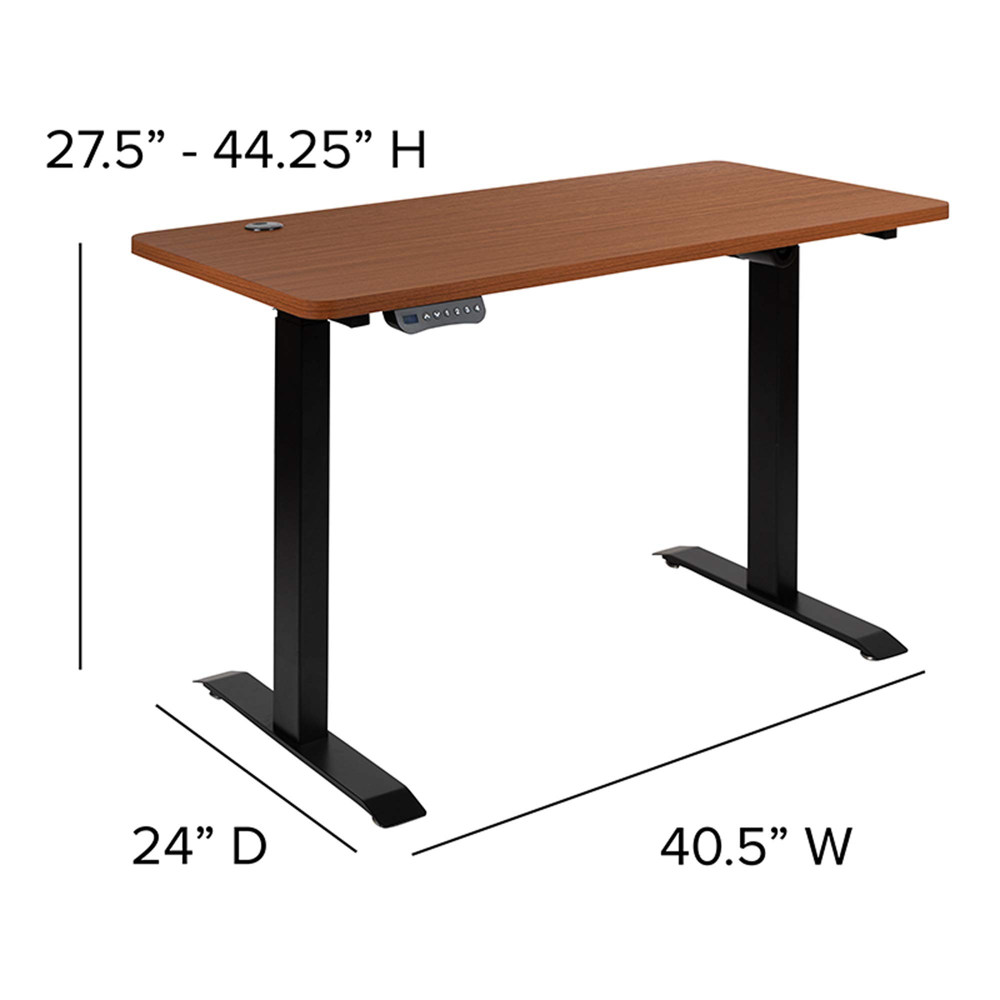 Flash Furniture Regent Manor 48"W x 24"D Mahogany Electric Height Adjustable Standing Desk with Black Mesh Swivel Ergonomic Task Office Chair