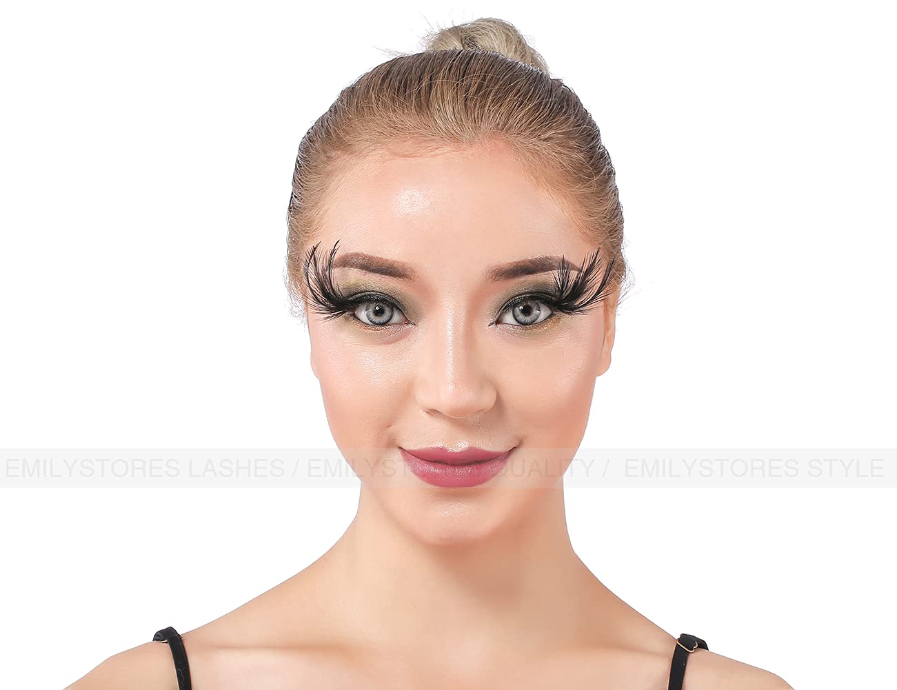 EMILYSTORES Black-Wing Faux-Feather Costume Eye Lashes For Halloween, Dramatic Eyelashes, Party Looking, 1 Pair
