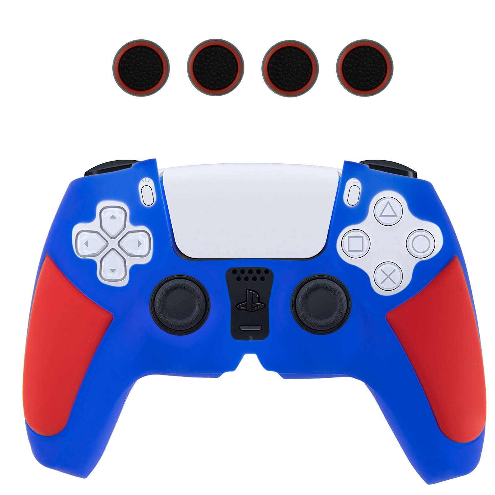 Ermorgen Anti-Slip Silicone Cover Skin Compatible for Playstation 5 Controller, with 4 Thumb Grip Caps for PS5 DualSense Wireless Controller Soft Gel Rubber Case -Blue