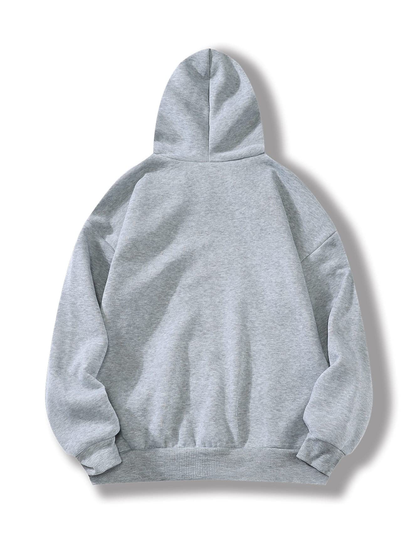 Floerns Women's Graphic Print Hoodie Long Sleeve Drawstring Sweatshirt Pullover Grey L