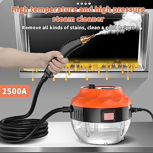 MYWUBAO Handheld Steam Cleaner High Temperature Pressurized Steam Cleaning Machine Portable Car Steamer with Brush Heads for Car Detailing, Kitchen, Bathroom, Grout and Tile(orange)