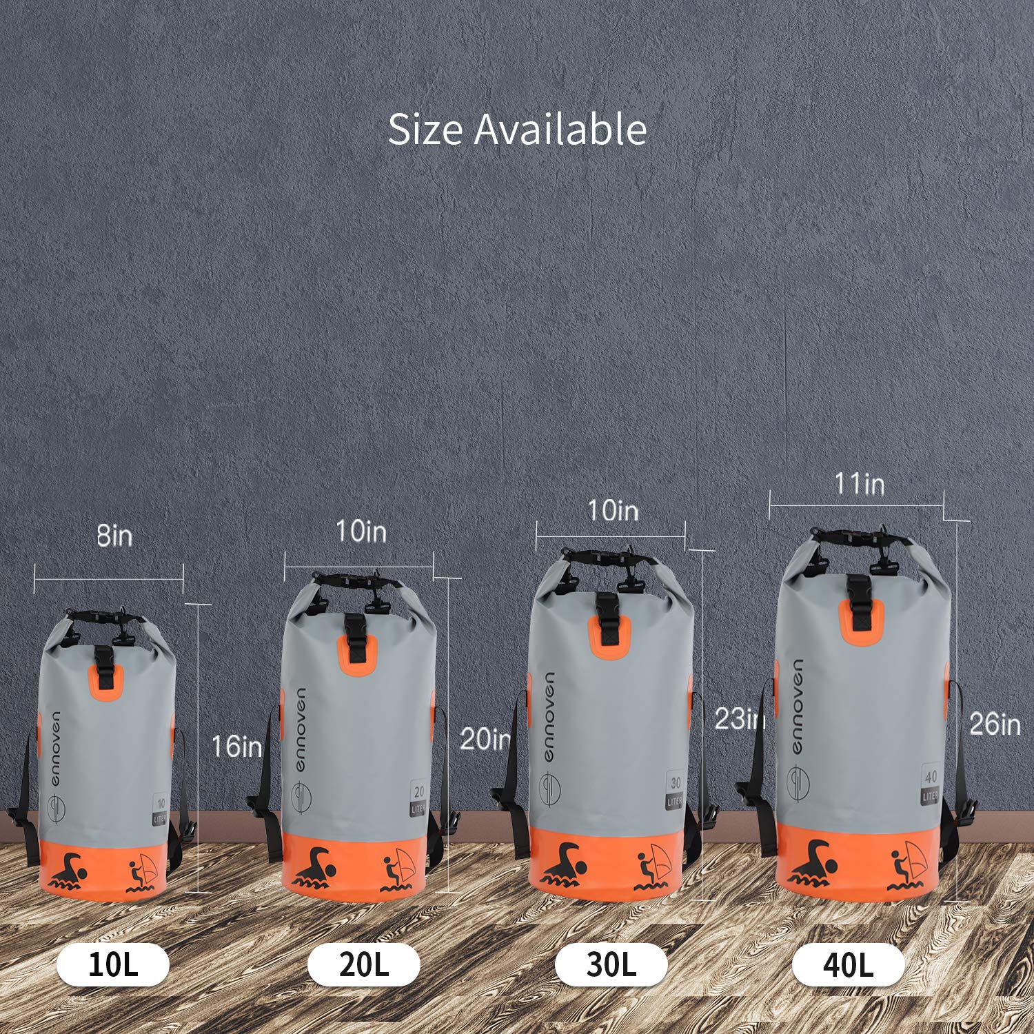 ennoven Waterproof Dry Bag- 20L/30L Backpack for Kayaking, Boating Accessories, Fishing, Swimming, Waterproof Phone Case Included.