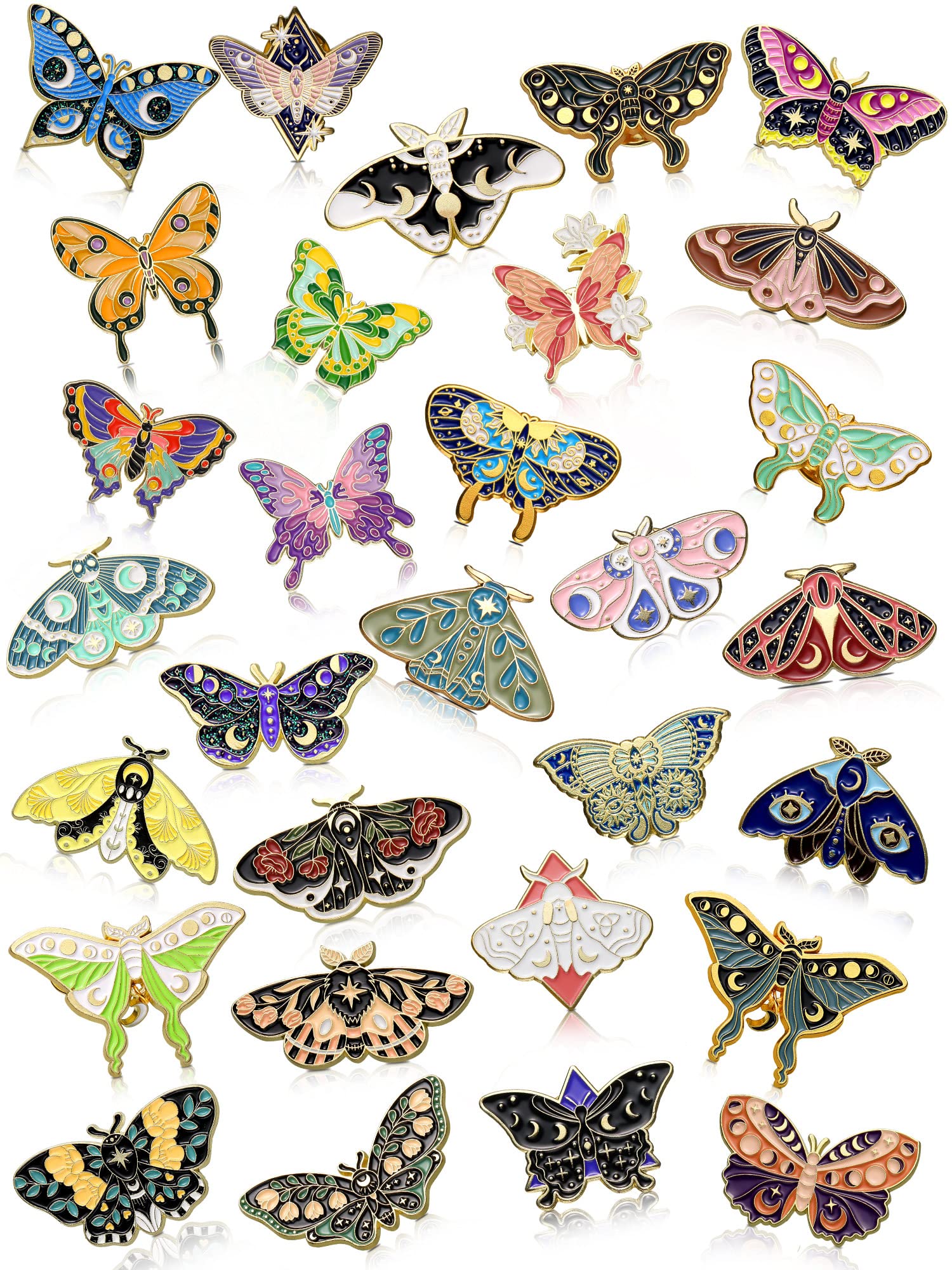 Ferraycle 20 Pieces Butterfly Enamel Pins Bulk for Backpack Cute Enamel Brooch Pins Set Moth Lapel Pins Steampunk Brooches Pins for Women Men Girls DIY Hats Clothes Badges Jacket Bags Gifts