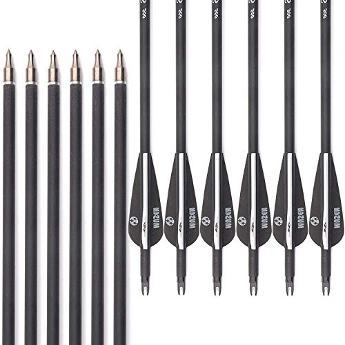 EROCK 28/30/32 Inch Carbon Archery Arrows, Spine 500 with Removable Tips, Hunting and Target Practice Arrows for Compound Bow and Recurve Bow (2 black 1 white-32 Inch, 6 Pack)