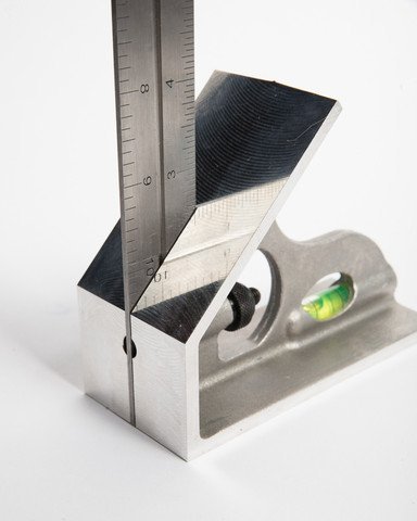 LaSquare 12” SAE Machinist Combination Square, Saddle Square, Stainless Steel Blade with 1/64", 1/32", 1/16" and 1/8" Markings, Hardened Aluminum Head LAS 12SS-12"