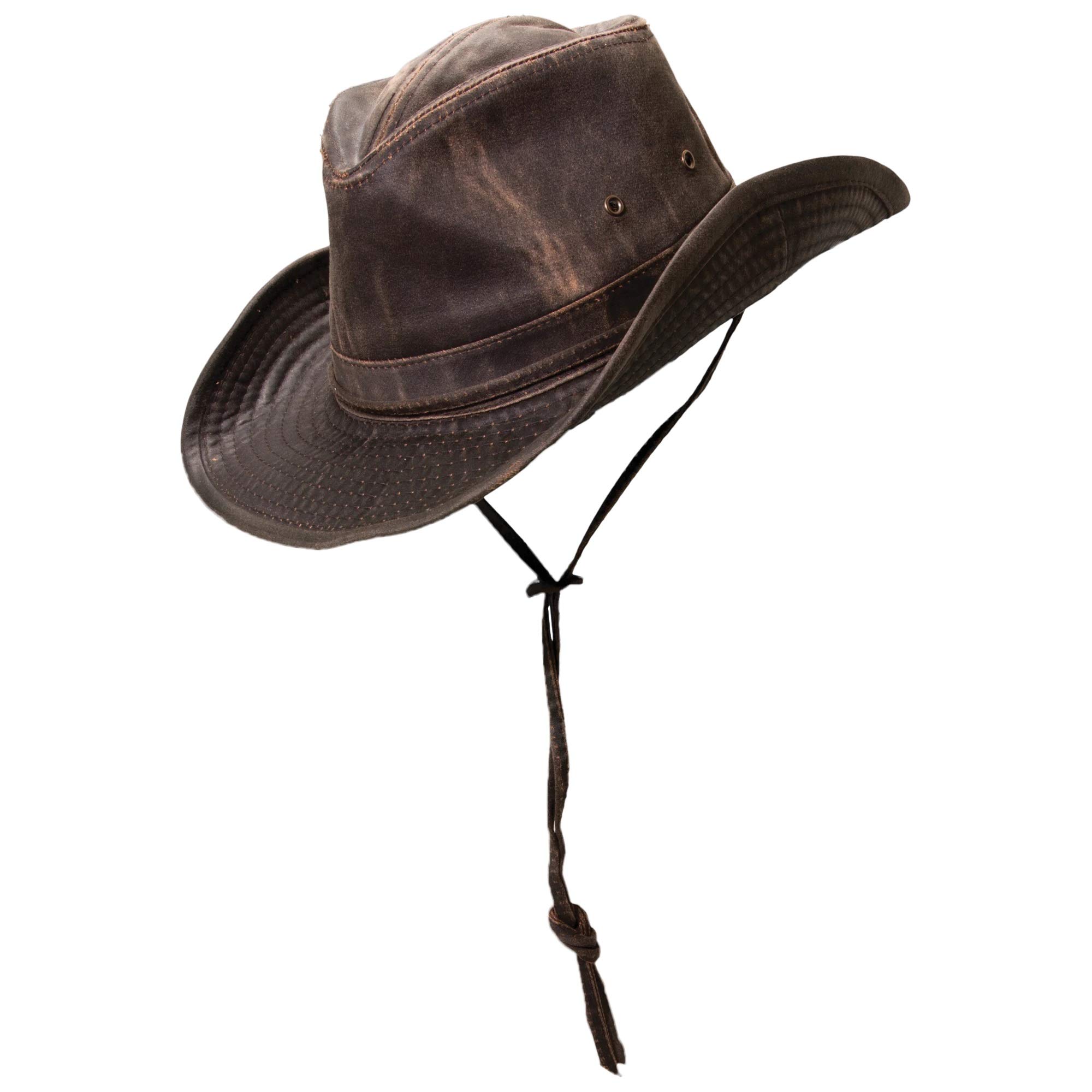 Dorfman Pacific Men's Outback Hat with Chin Cord (X-Large, Bark)