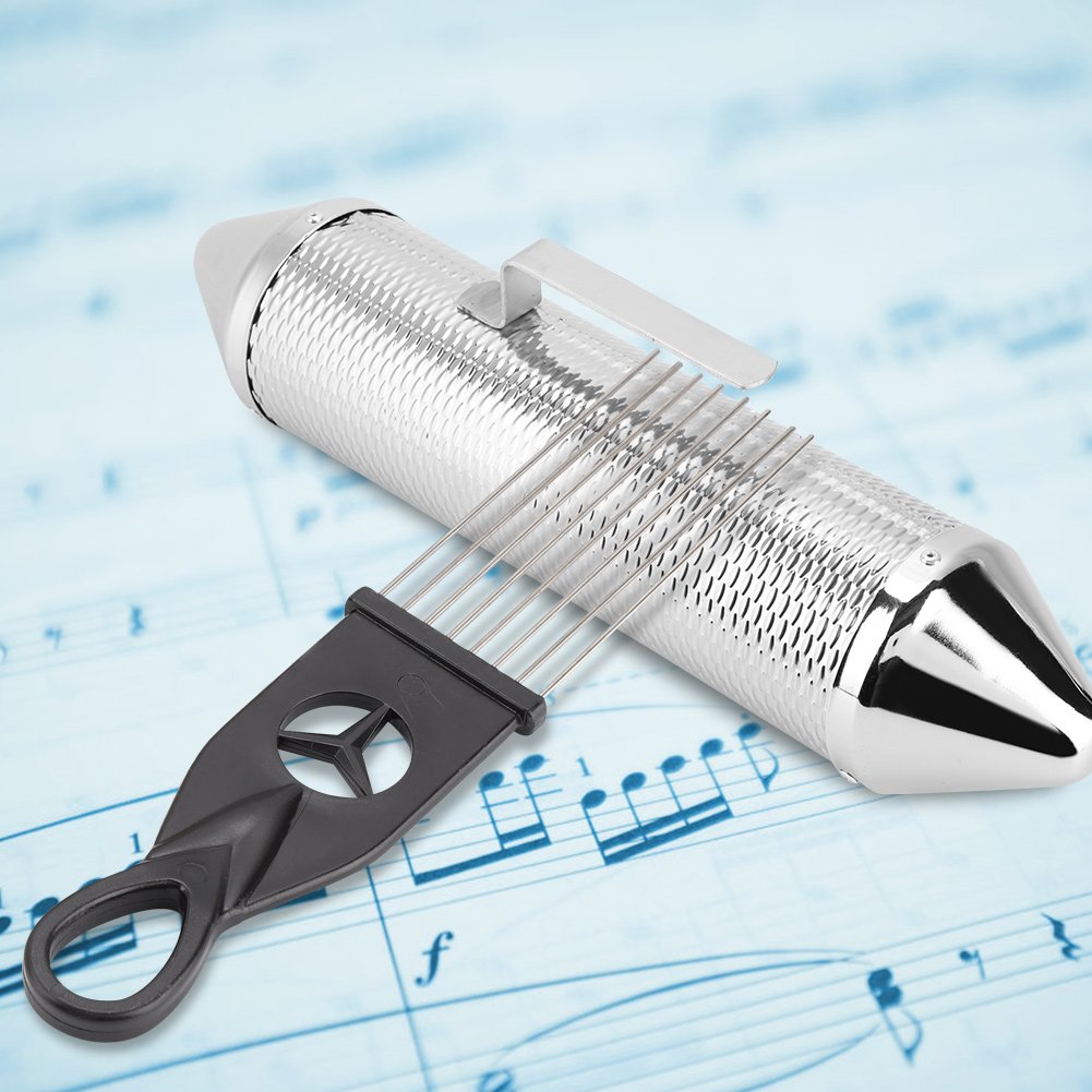 Fafeims Guiro Guiro Instrument Guiro Holder Percussion Instruments Guiro Durable Stainless Steel Metal Guiro Musical Percussion Instrument with Scraper