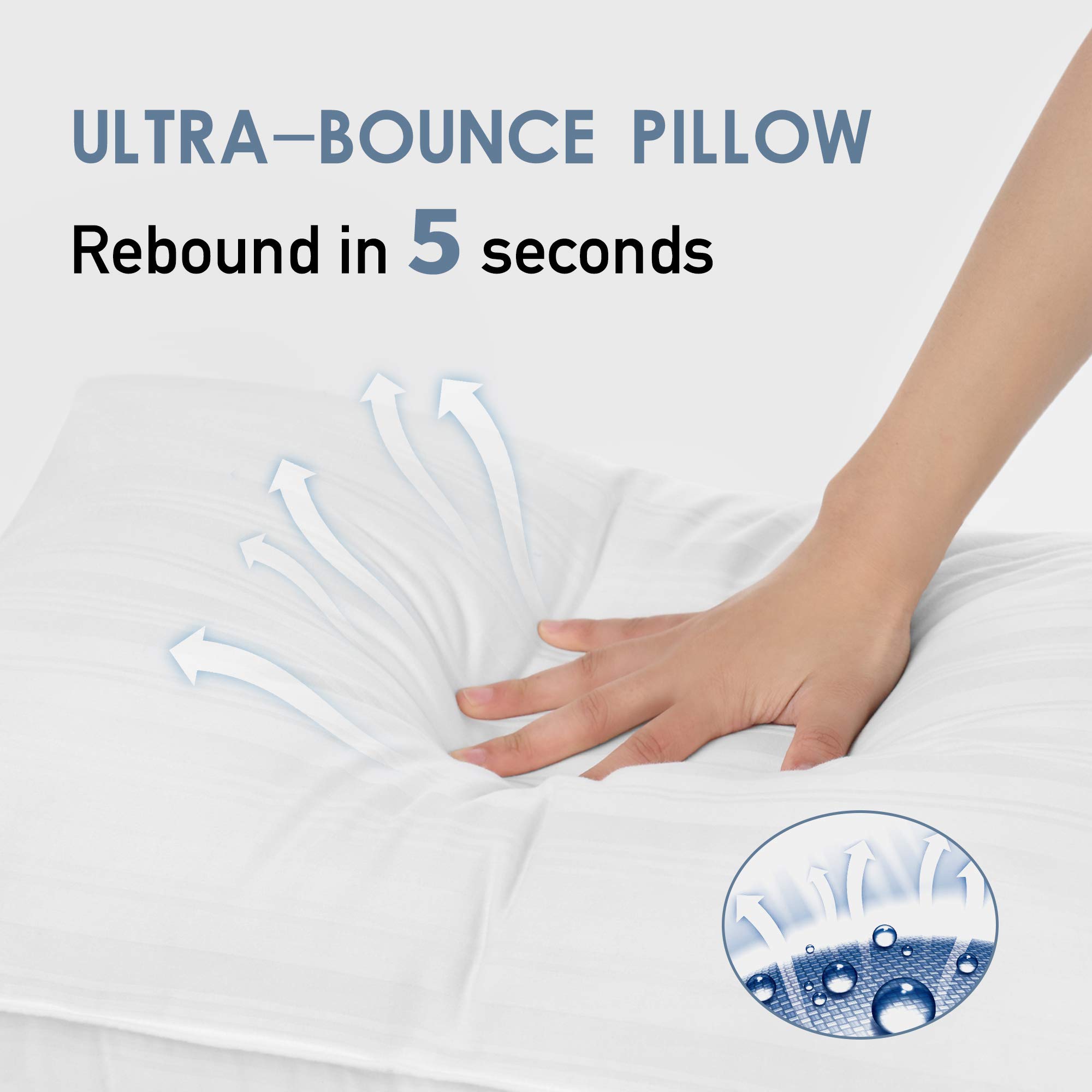 downluxe Down Alternative Pillows Standard Size Set of 2 - Hotel Collection Soft Bed Pillows for Sleeping, Perfect for Side, Back and Stomach Sleepers, 20 X 26