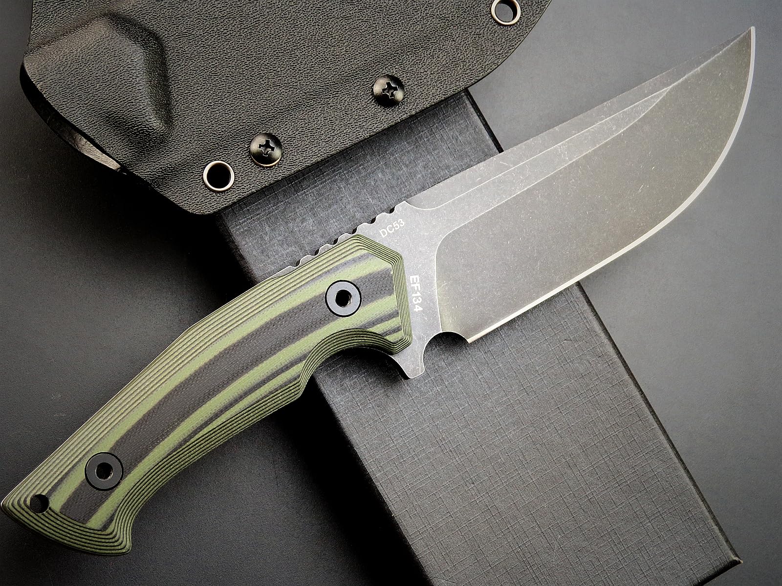 Eafengrow EF134 Fixed Blade Knife DC53 Steel Blade Two Tone G10 Handle Full Tang Heavy Duty EDC Straight Knifes for Working Camping Hunting Bushcraft(Black)