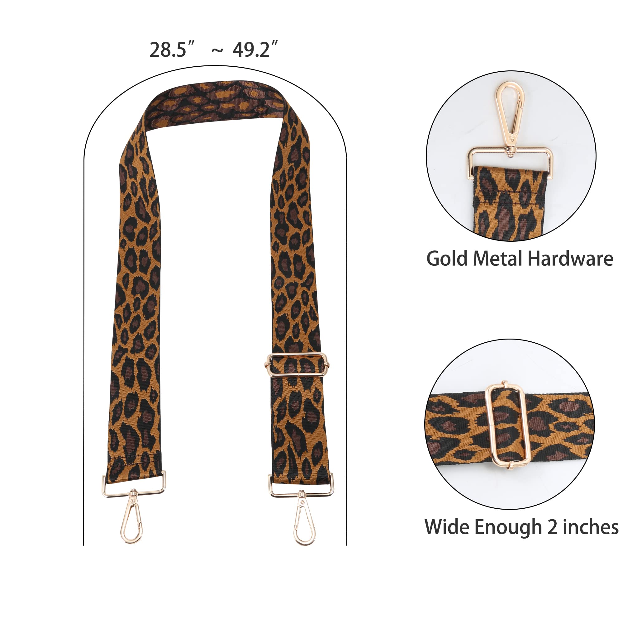GINJKGO Purse Strap Replacement Crossbody - Wide Shoulder Strap for Women, Adjustable Bag Strap for Purses Leopard Pattern 2 inches