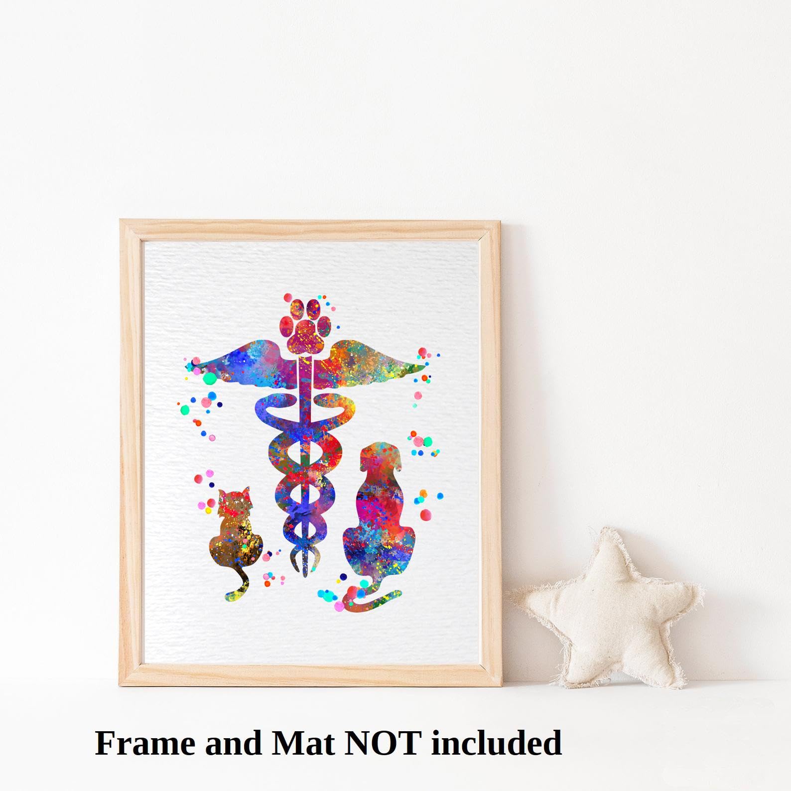 Dignovel Studios 8X10 Unframed Veterinary Caduceus Animal Clinic Pet Watercolor Art Print Poster Housewarming Wall Art Giclee Office Home Decor DN539