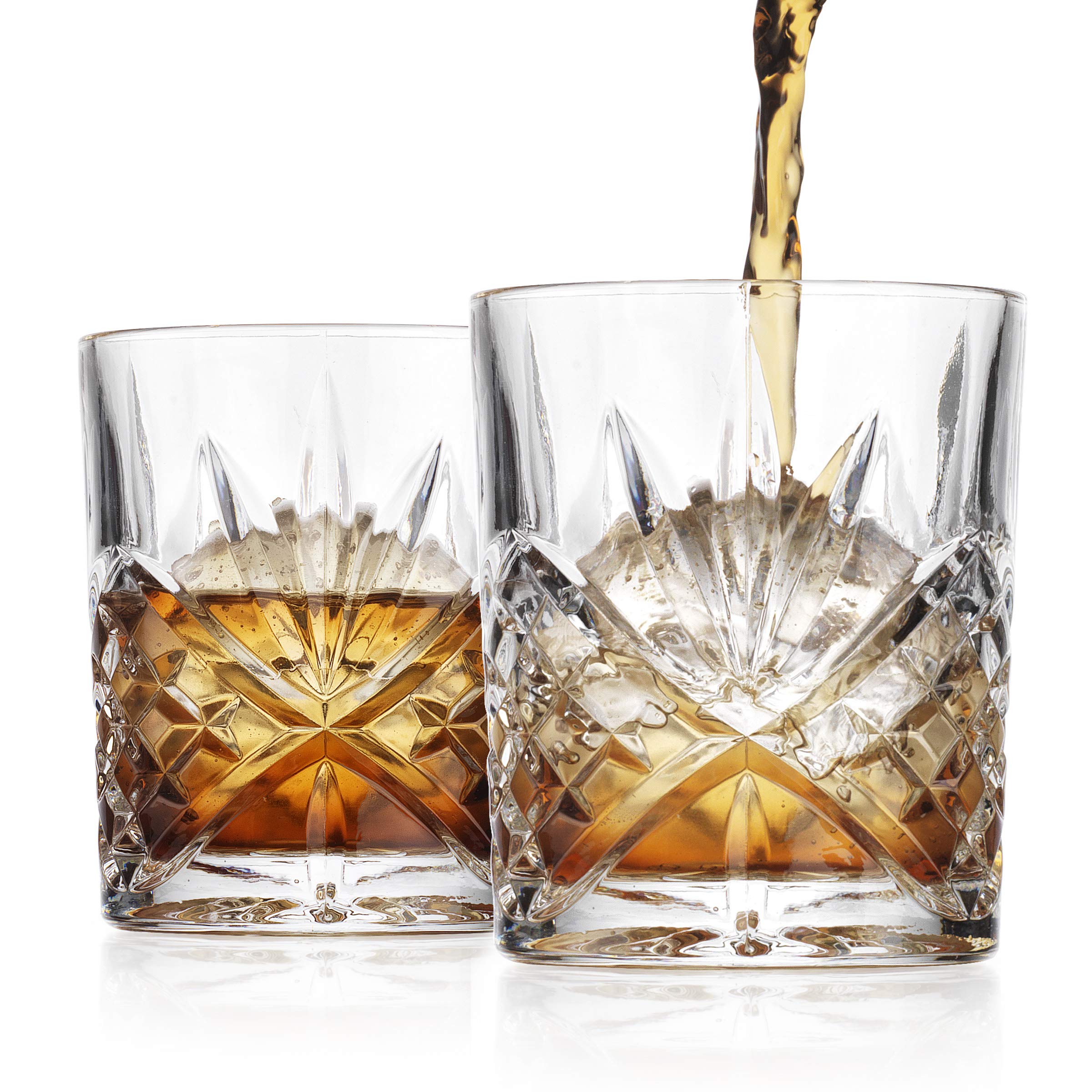 Godinger Old Fashioned Whiskey Glasses and Ice Ball Sphere Mold Whiskey Chilling Set - Dublin Collection, Set of 2