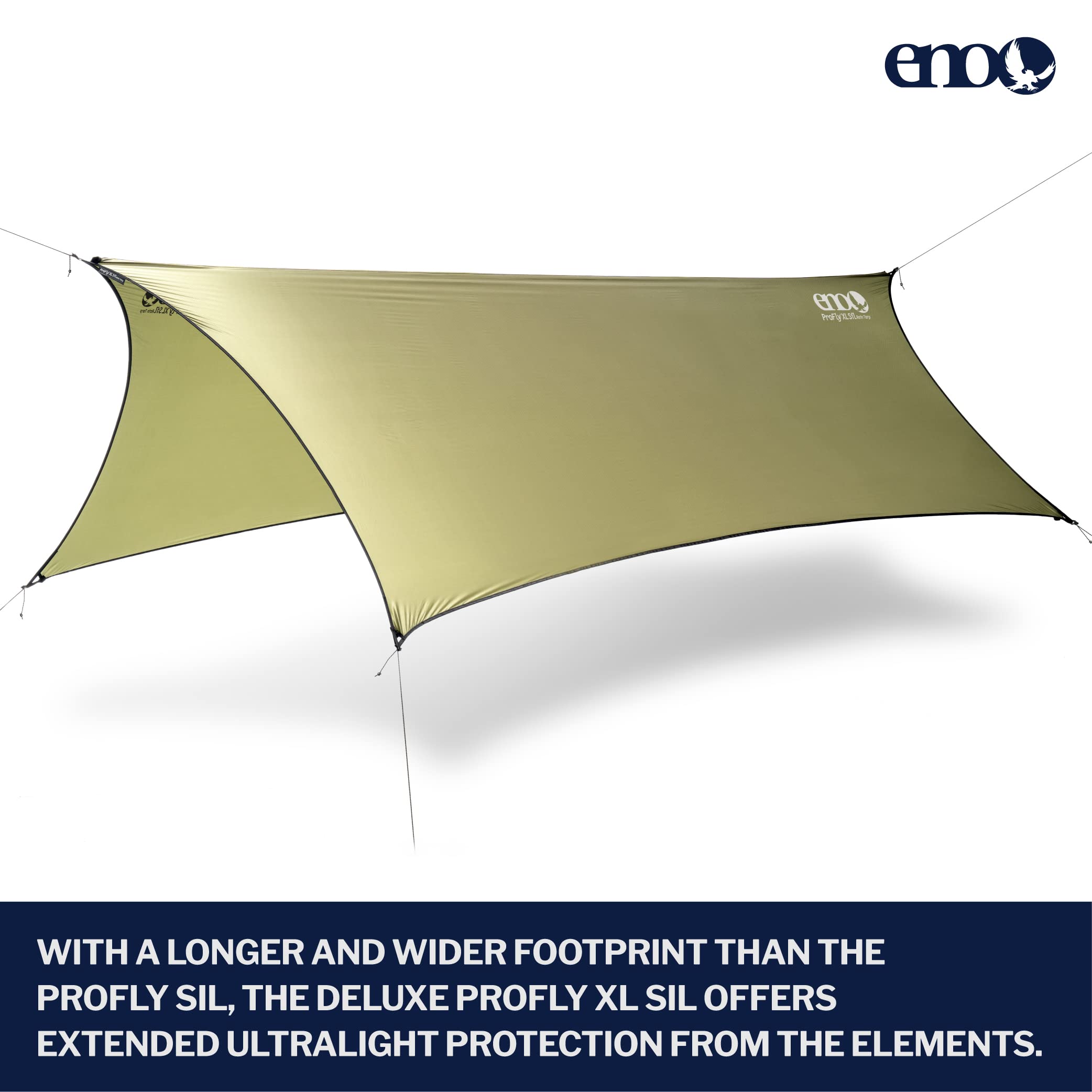 ENO ProFly XL SIL Rain Tarp - Large Ultralight Waterproof Tarp - for Camping, Hiking, Backpacking, Travel, a Festival, or The Beach - Lichen