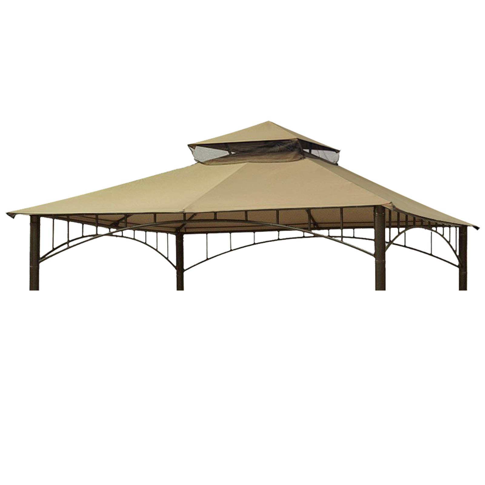 Eurmax USA 10FT x 10FT Double Tiered Gazebo Replacement Canopy Roof Top(Beige)