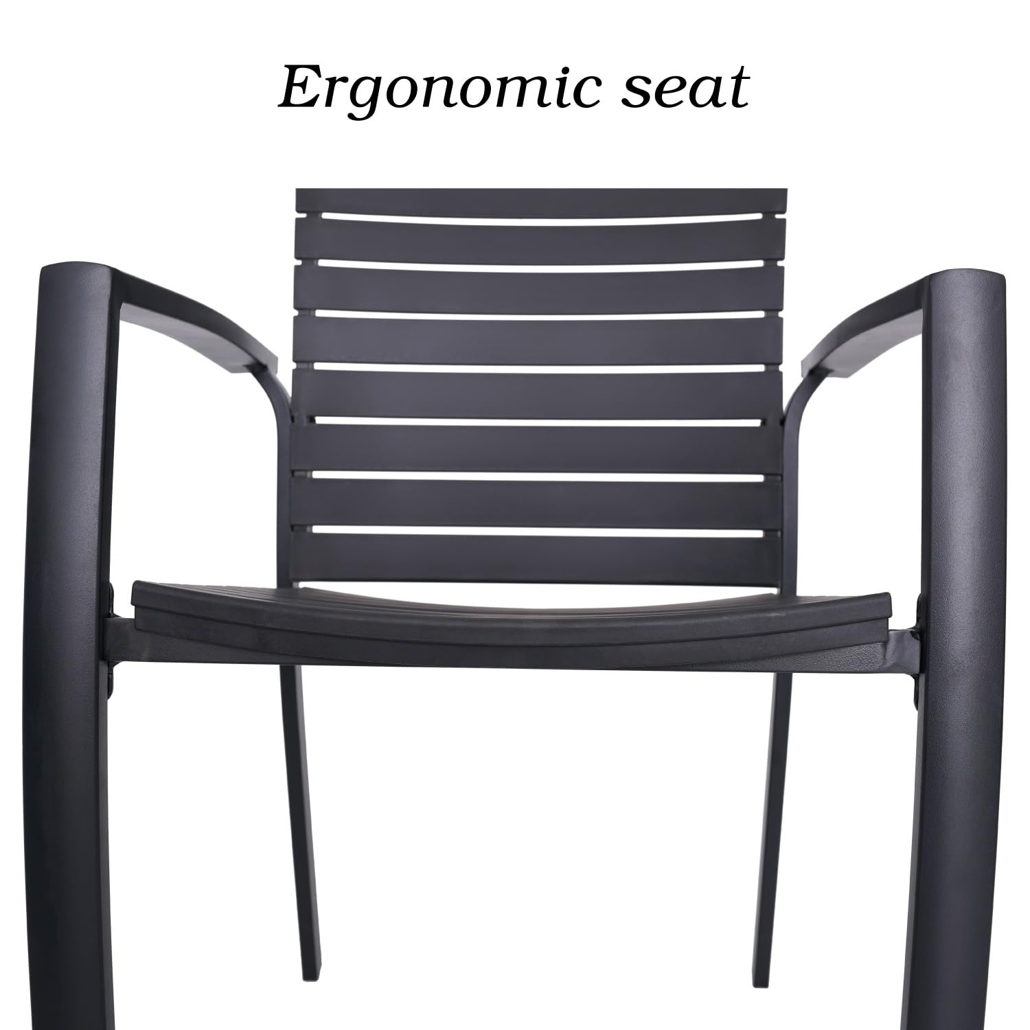 Nixtopia Aluminum Frame and Molded Ergonomic Resin Back Seat Patio Dining Chairs 2pcs with Armrest Stackable Bistro Chairs for Outdoor, Living Space, Office - Black