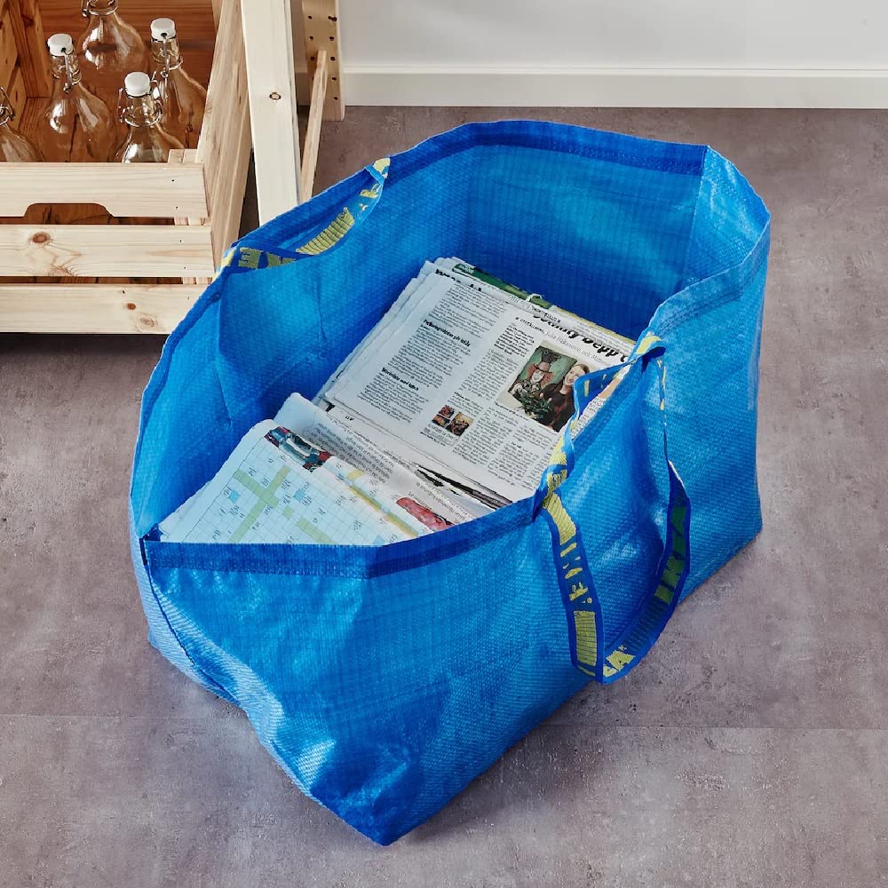I-K-E-A Frakta Shopping Bag Large Blue (Set of 4) Grocery Laundry Tote Bag