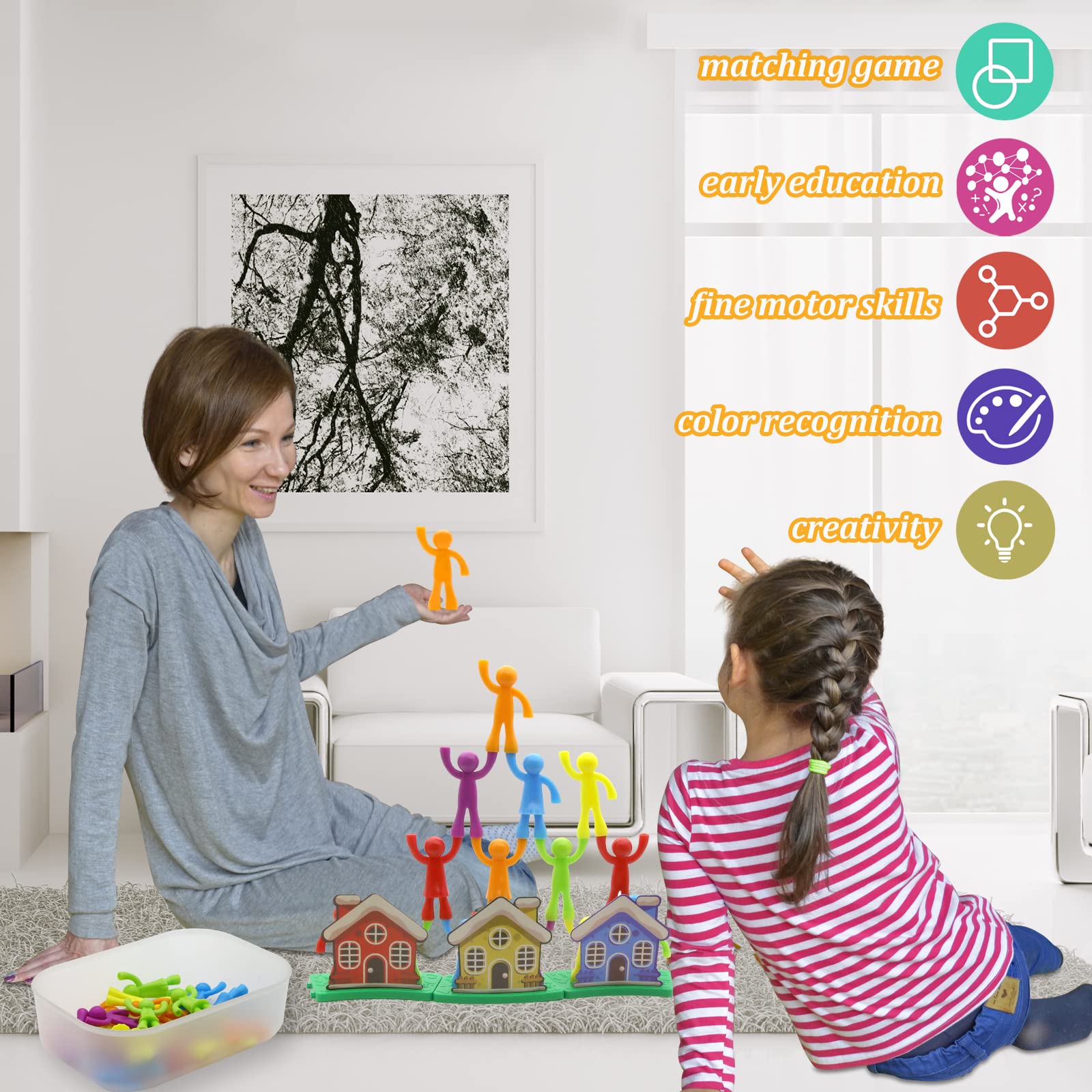 MICKYU 36 PCS Building Blocks Construction Toys Plastic Interlocking Balance Board Game Developmental Learning Toys for Kids Boys Girls