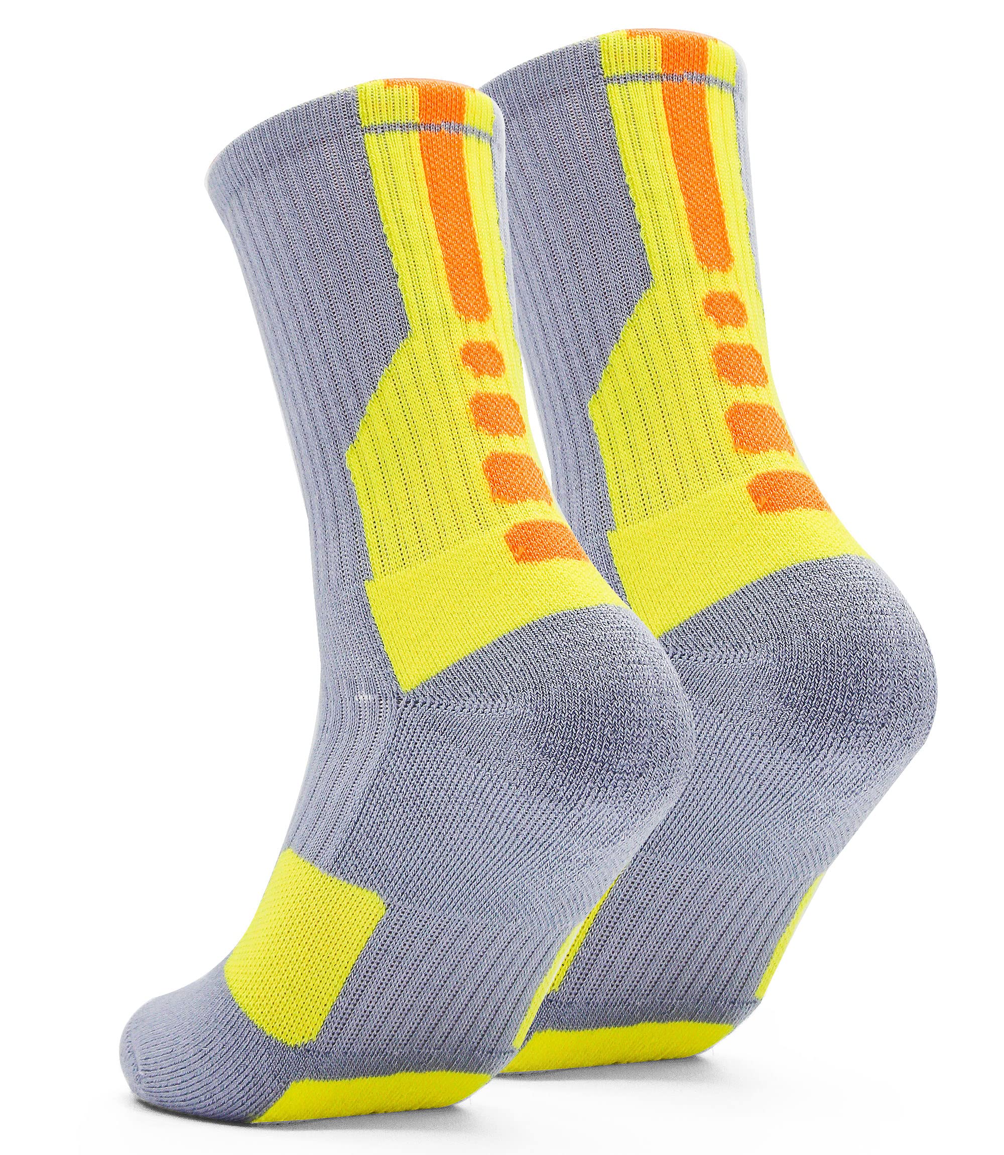 DILIBA Elite Basketball Socks Cushion Athletic Crew Socks for Men's Women's Youth Boys Gray