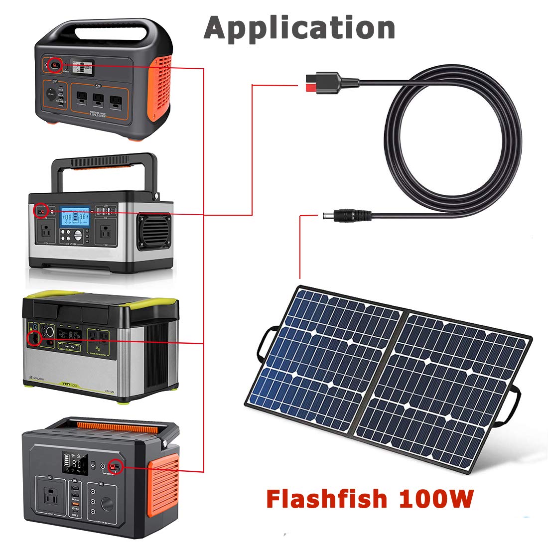Flashfish DC5521(5.5mm x 2.1mm) to Anderson Connector Adapter Cable, 8AWG Male Power Plug Cable, Connect Portable Generator Backup Battery and Foldable Solar Panel