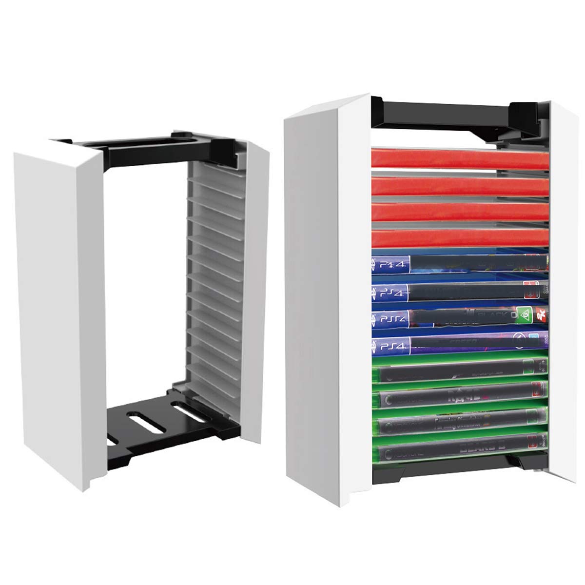 Esenlong Game Storage Tower Game Disc Box Storage Rack 12 Games Disc Holder Storage Shelf for PS5 Game Discs