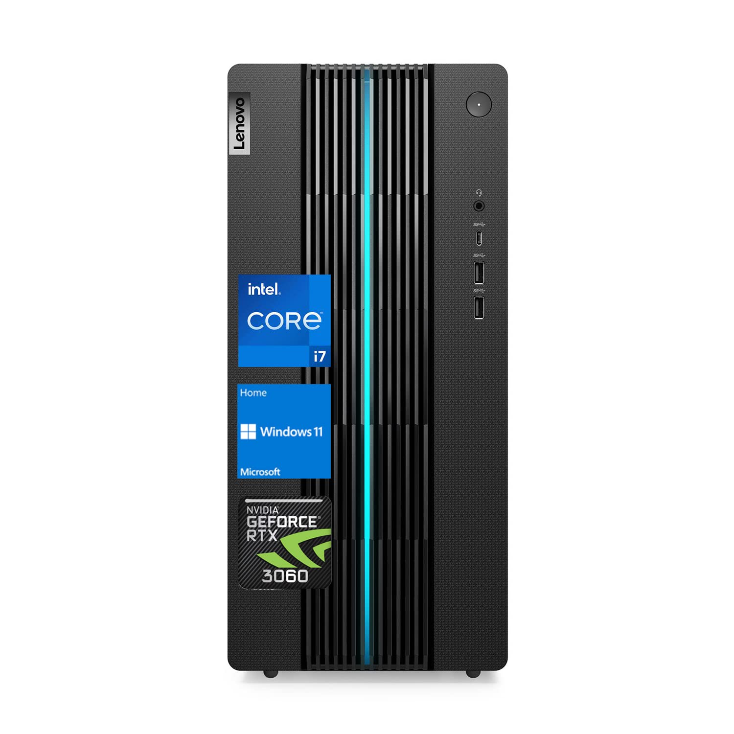 Lenovo IdeaCentre 5 Gaming Desktop, Intel Core i7-12700 Processor, Geforce RTX 3060, 16GB RAM, 512GB PCIe SSD + 1TB 3.5" HDD, Wi-Fi 6, HDMI, DisplayPort, Windows 11 Home, Black