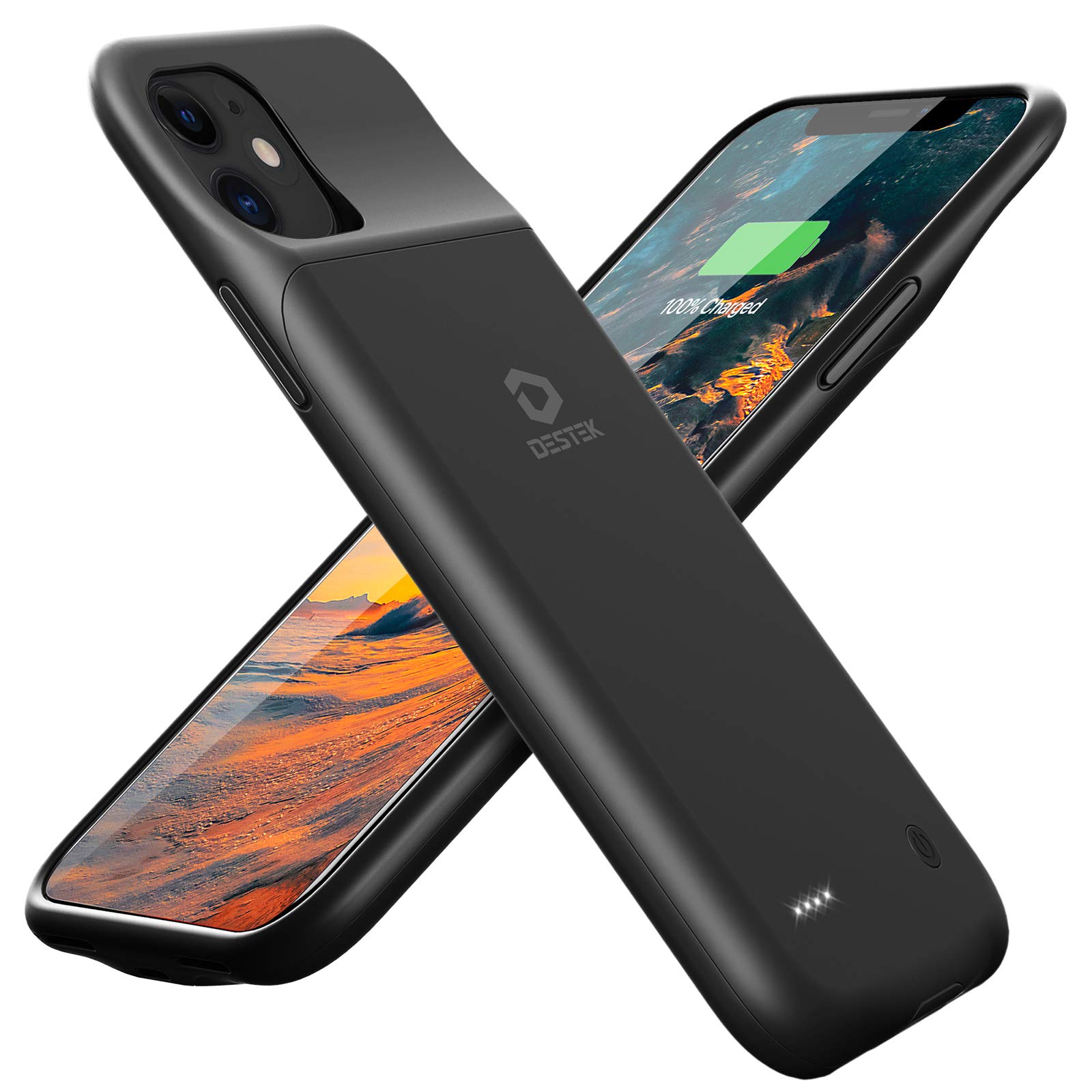 DESTEK Battery Case Only for iPhone 11, Real 4500mAh Ultra Slim Portable Charging Case Protective Rechargeable Charger Case Compatible w/Wire Earphones (6.1 inch/Black)