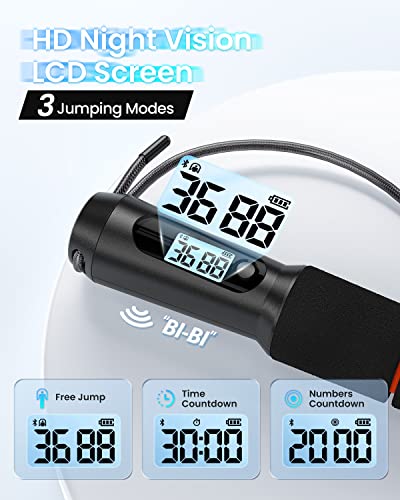 RENPHO Smart Jump Rope, Fitness Skipping Rope with APP Data Analysis, Workout Ropes for Home Gym, Crossfit, Jumping Counter Exercise Men, Women