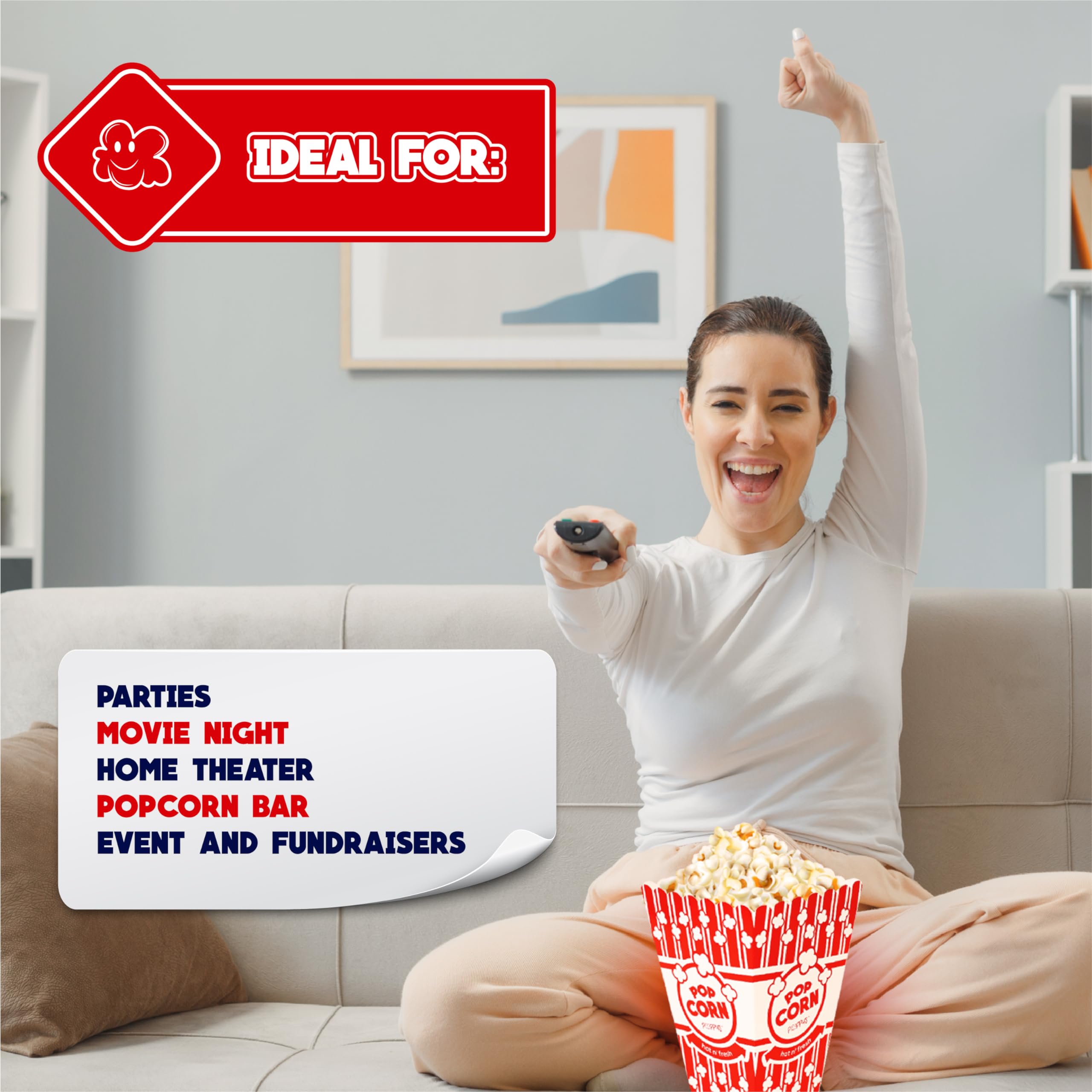 Poppy's Small Popcorn Boxes β 40 Pack 30 Oz Concession-Grade Popcorn Buckets, Popcorn Machine Accessories for Popcorn Bars, Movie Nights, Concessions
