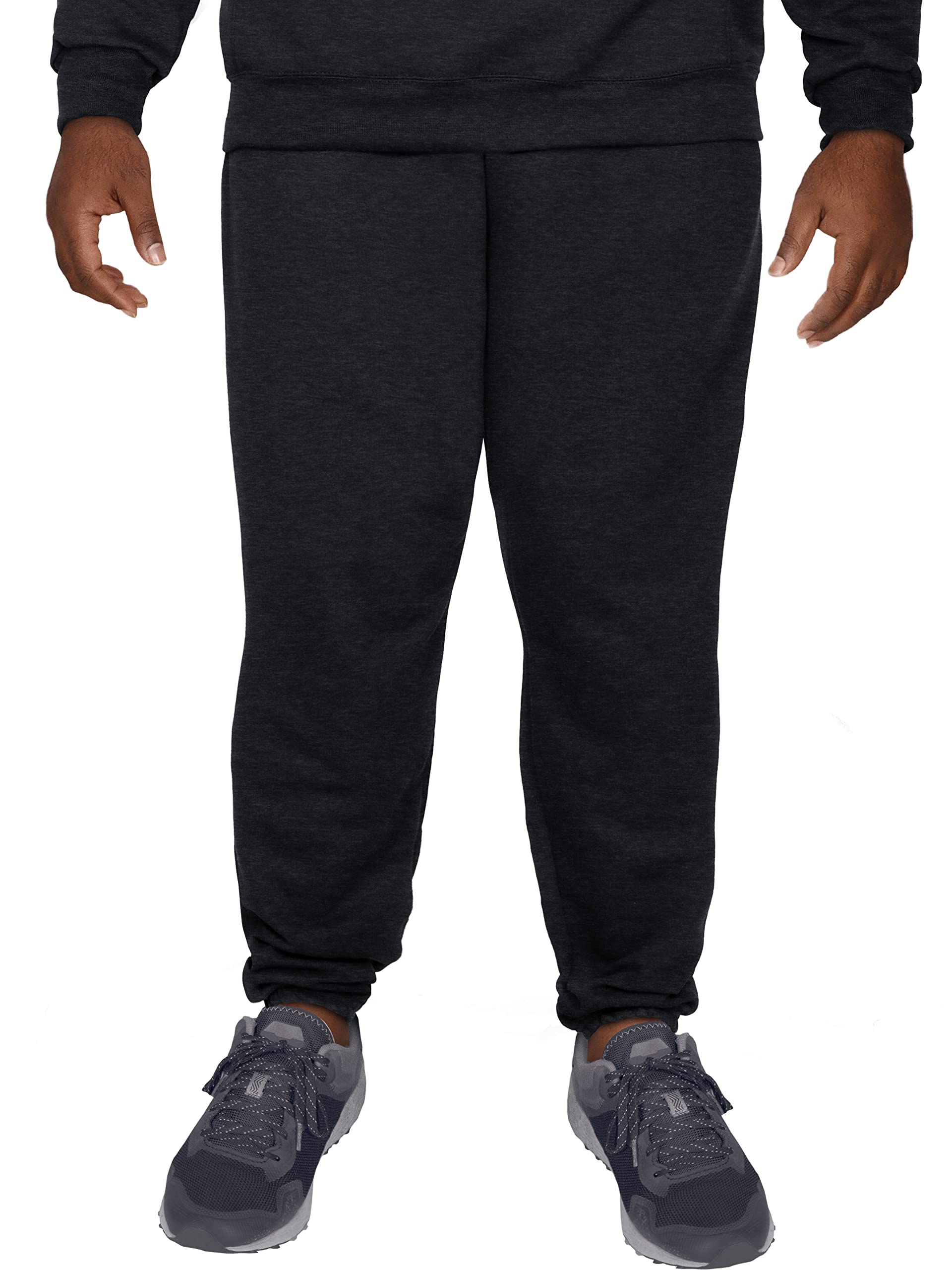 Fruit of the Loom Men's Tall Eversoft Fleece Elastic Bottom Sweatpants with Pockets, Relaxed Fit, Moisture Wicking, Breathable, Black Heather, 3X-Large Big