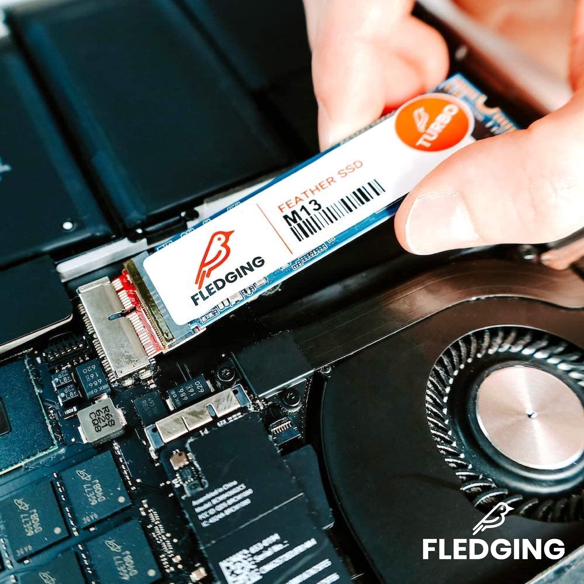 Fledging 512GB Turbo Feather M13 PCIe NVMe Gen 3.0x4 SSD Upgrade –DIY kit & OS included– Compatible with Apple MacBook Air (2013-2015) & Pro (2013-2016), Mac Mini (2013) & Pro (2014), iMac (2013-2019)