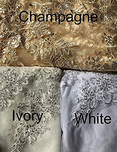 FAIOKAVER Wedding Veils Cathedral Long Floral Sequins Lace 5 Meters 1 Tier with Comb