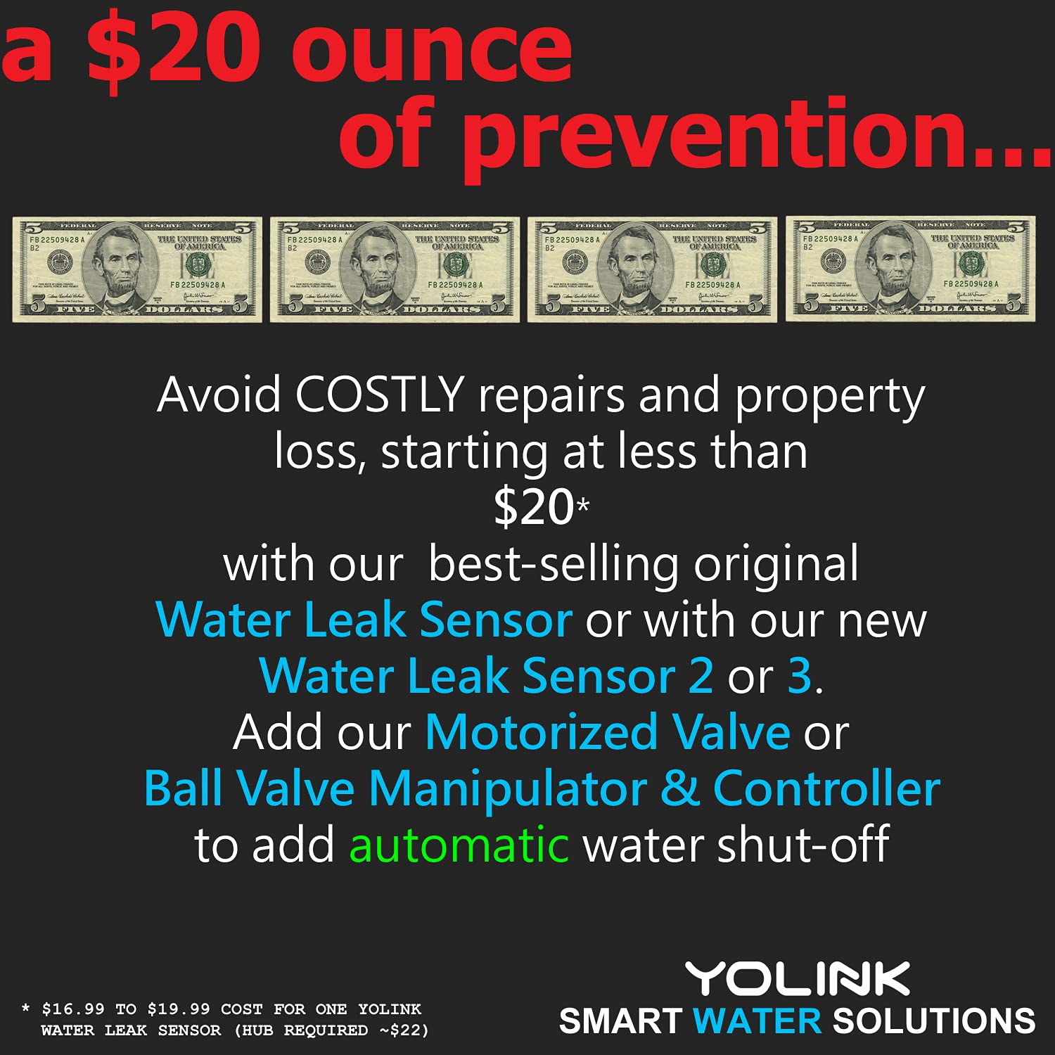 Smart Water Valve, YoLink 1/4 Mile Super Long Range LoRa Enabled Smart Water Gas Valve Shutoff Timer Automatic Sprinkler Controller Compatible with Amazon Alexa Google Assistant, YoLink Hub Required