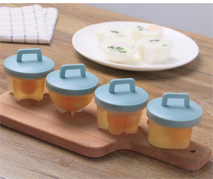 MASINIES 4 Pcs Egg Cooker, Egg Poacher Cups Non-stick Egg Boiler, Hard Boiled Egg Maker Breakfast Egg Cook Cups, Fast Poaching Egg for Breakfas (#2)