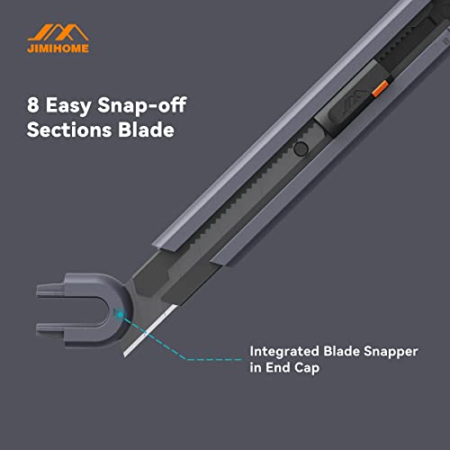 JIMIHOME Household Tool Essential Utility Knife Pack(2 PCS)Stainless Steel ABS Retractable SK2 Snap-off Blade Snapper 2 Spare Blades Change Light Duty Home Office Box Carton Cardboard Paper Cut