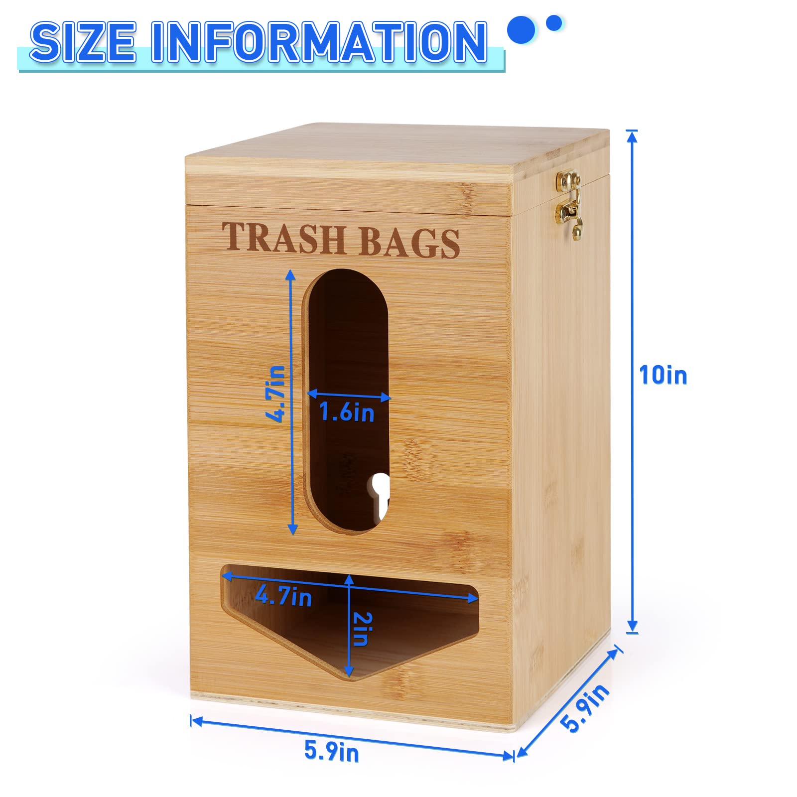 Jolensoy Trash Bag Holder Grocery Bag Holder Bamboo Garbage Bag Holder Wall Mounted Double Easy-Access Opening for Home Kitchen Cabinet Organization (Bamboo color)