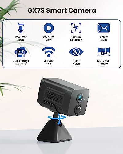 MUBVIEW Cameras for Home Security, Indoor Camera Wireless with Phone App, 1080P Battery Powered Camera, 30ft Night Vision, 2.4GHz, Human Detection, Siren and APP Alert, Two-Way Audio, Cloud/SD
