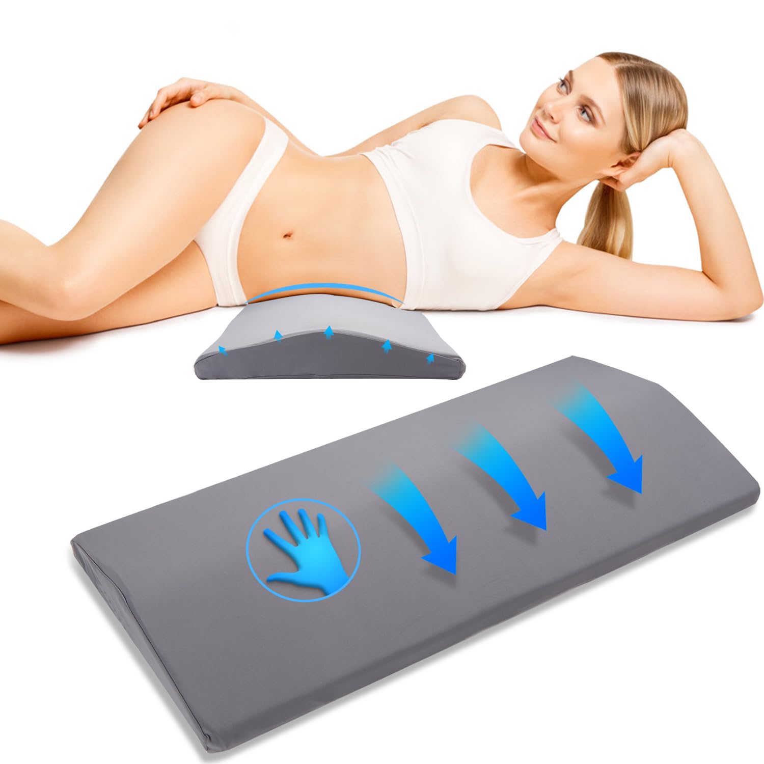 EVEME Lumbar Support Pillow for Sleeping Memory Foam Pillow for Back Pain Relief,Side, Back,Legs,Stomach Sleepers,Waist Support Cushion Pregnant Woman Hip Knee Spine Alignment Sciatic Nerve