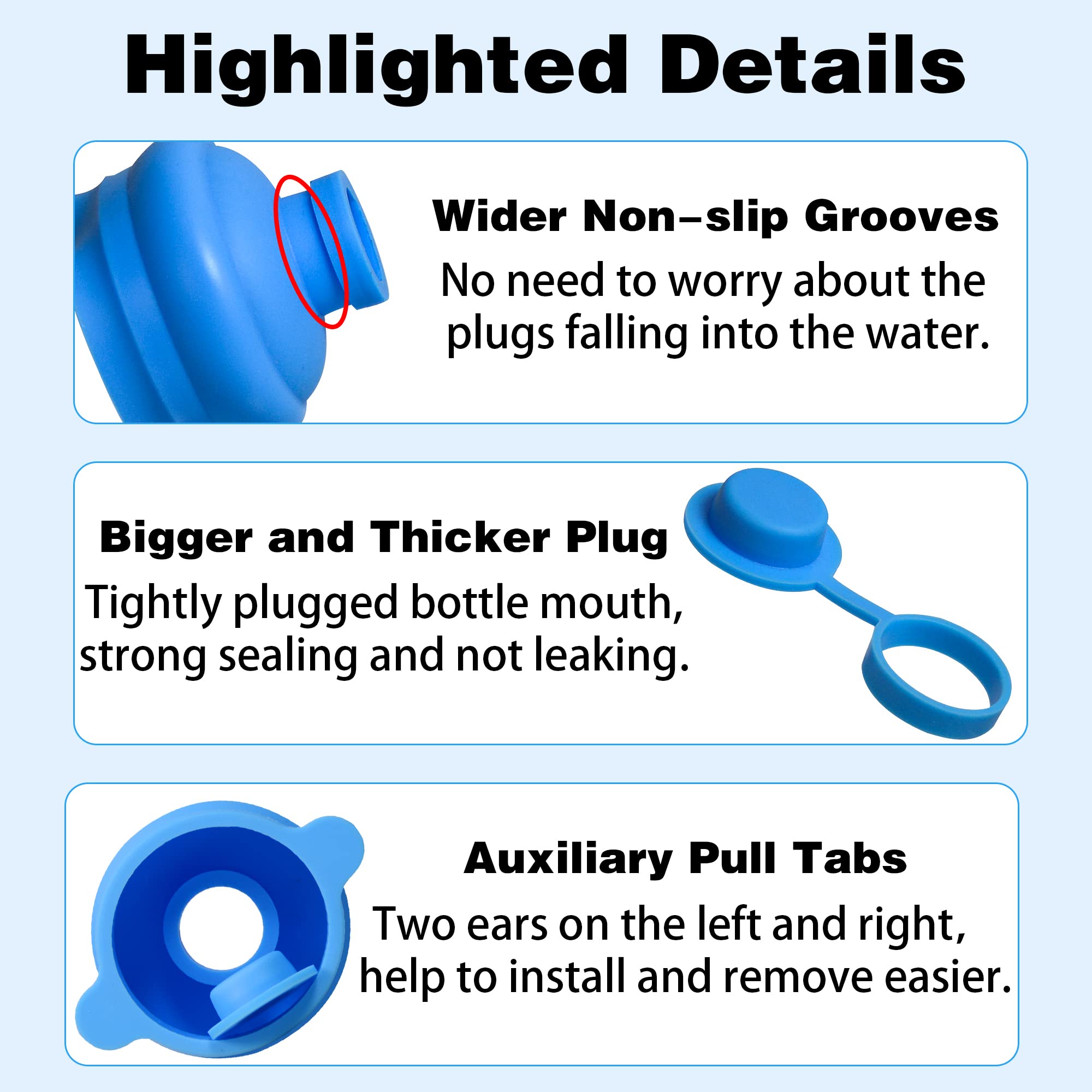 U-Goforst [4 PCS] 3 & 5 Gallon Water Jug Cap - 55mm Food Grade Silicone Reusable Bottle Cover for Standard/Screw/Crown Tops, Dispenser Replacement Lids, Non Spill & Leak Free 4 Pack