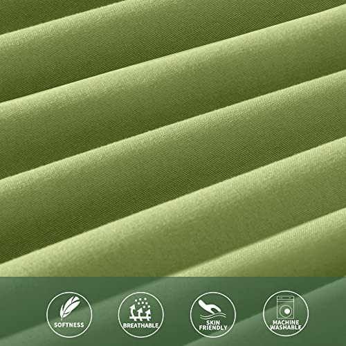 Entisn 4pcs Brushed Microfiber Sheet Full Size Sets, 1800 Thread Count Ultra-Soft Egyptian Quality Bed Sheets, Olive Green Luxury Bedding Sheets with 16" Deep Pocket, Breathable & Cozy & Anti-Wrinkle