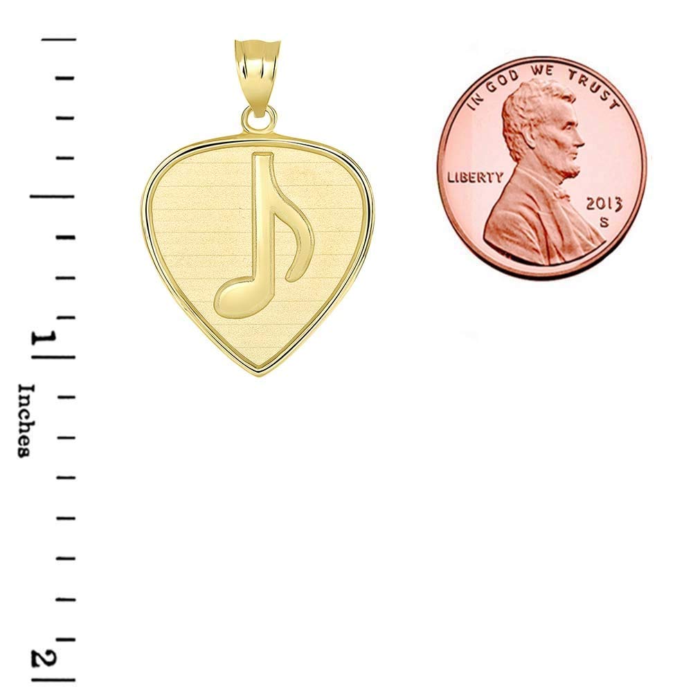 Fine 14k Yellow Gold Musical Note Guitar Pick Charm Pendant